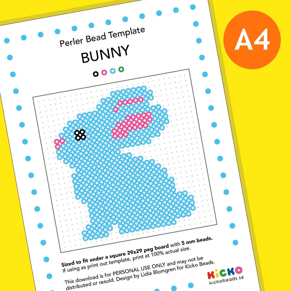 BUNNY Perler Bead Pattern: Easter Craft Template (digital Download) - Etsy