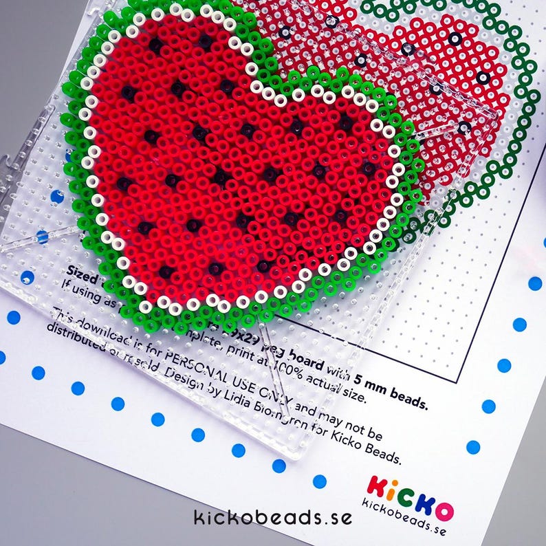 3x FRUITY HEARTS Kids Crafts Fuse Beads Templates Perler Beads Patterns ...