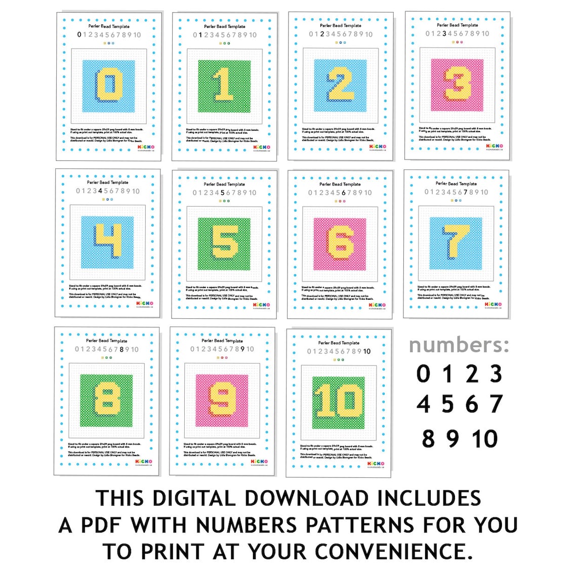 NUMBER SET Printable Pattern Templates Kids Crafts Preschool ...