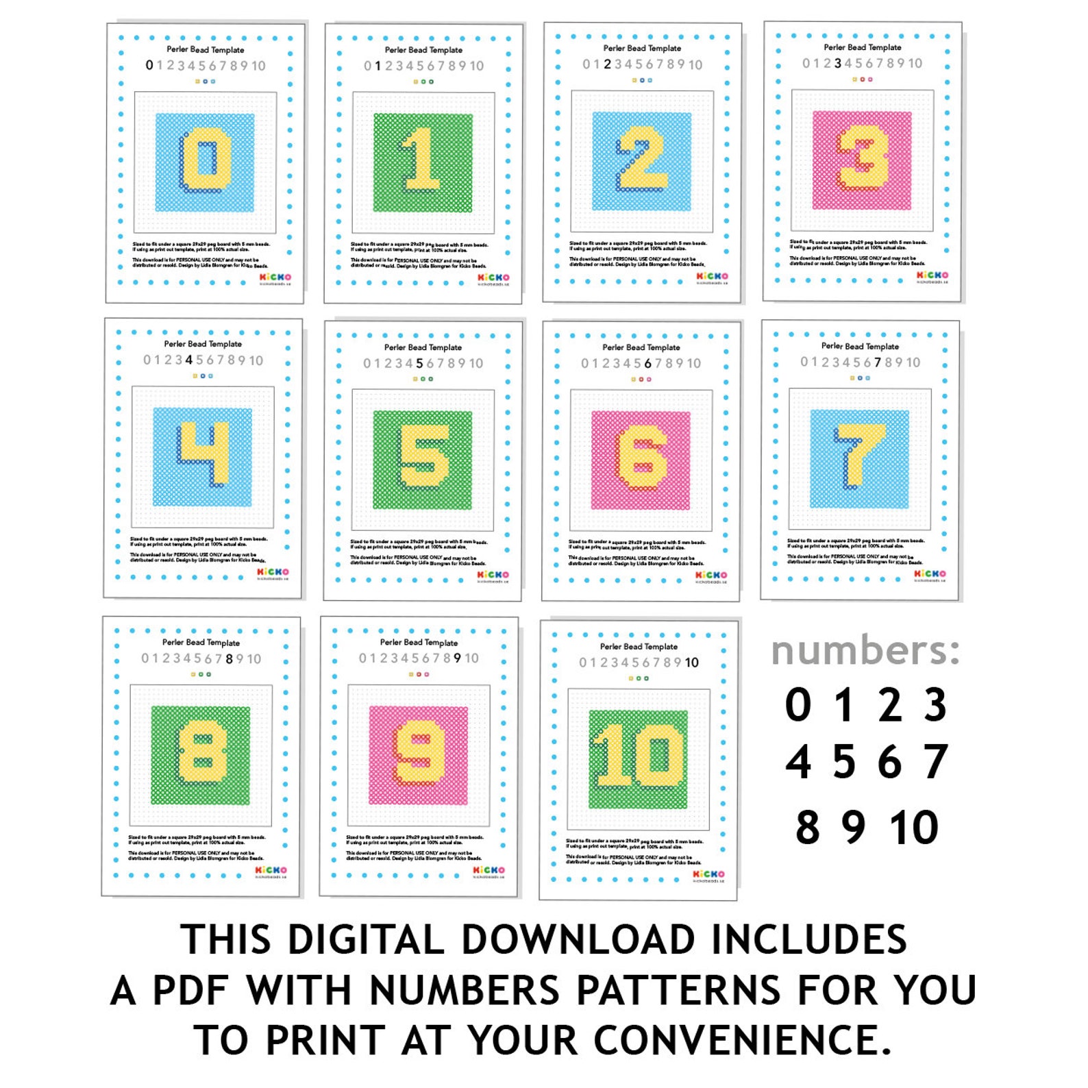 NUMBER SET Printable Pattern Templates Kids Crafts Preschool ...