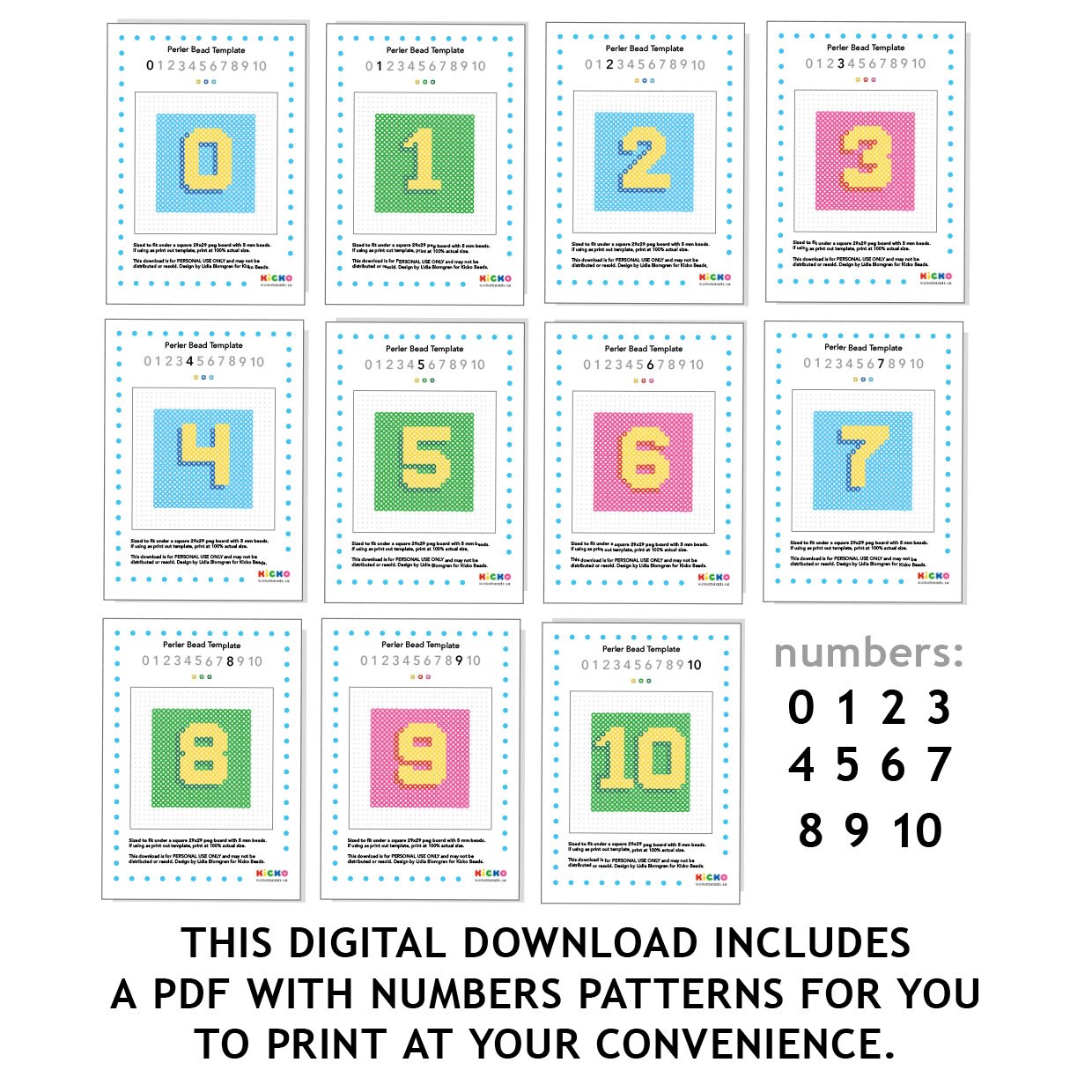 NUMBER SET Printable Pattern Templates Kids Crafts Preschool ...