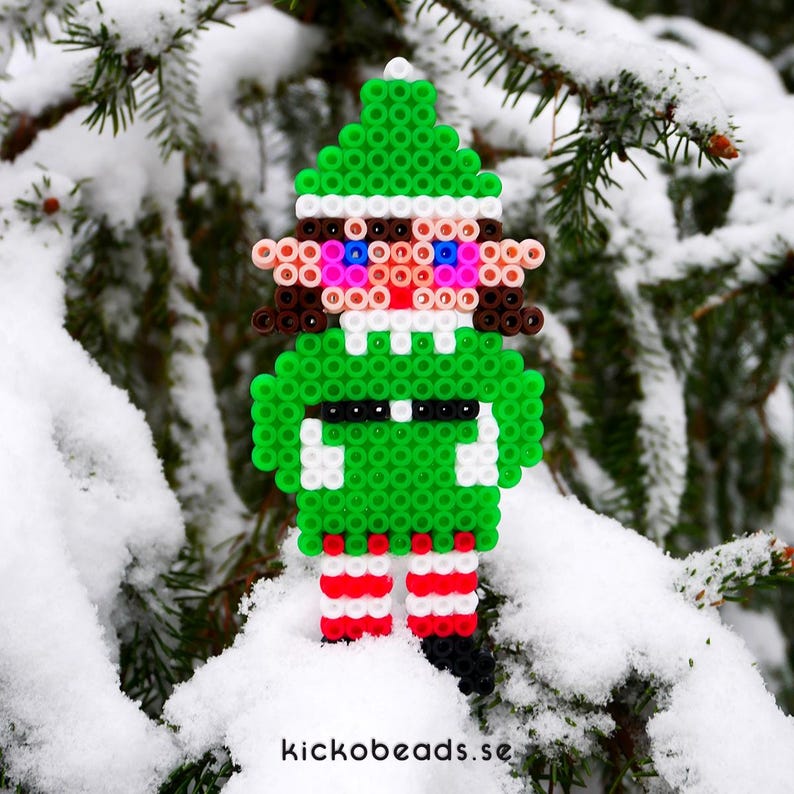 Christmas Elves Fuse Beads Templates Printable Pattern Perler Kids ...