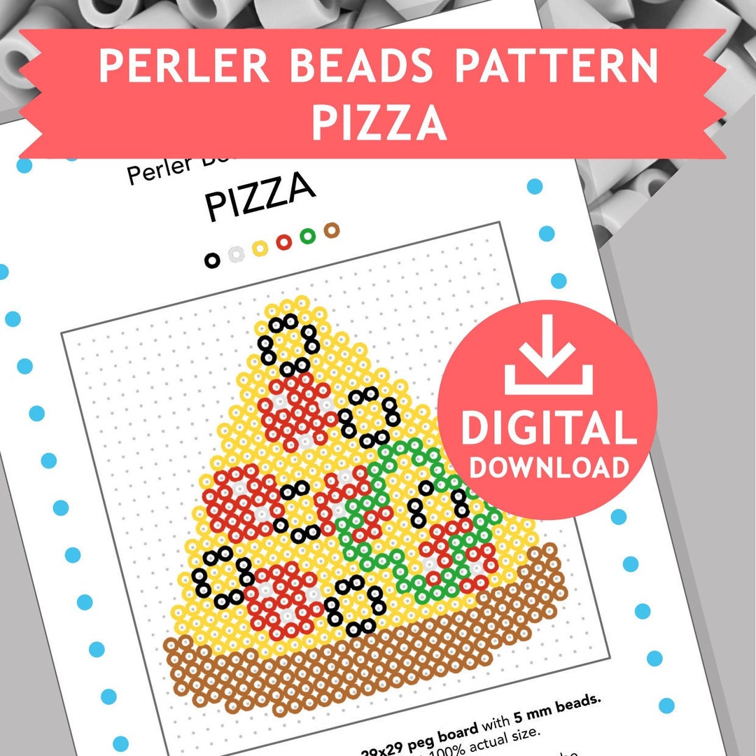PIZZA Kids Crafts Idea Fuse Beads Template Perler Beads Pattern - Etsy