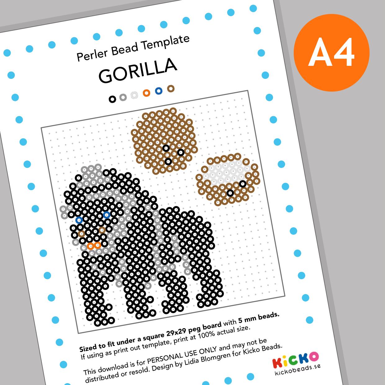 Gorilla Perler Bead Pattern: Jungle Fuse Bead Template (digital ...