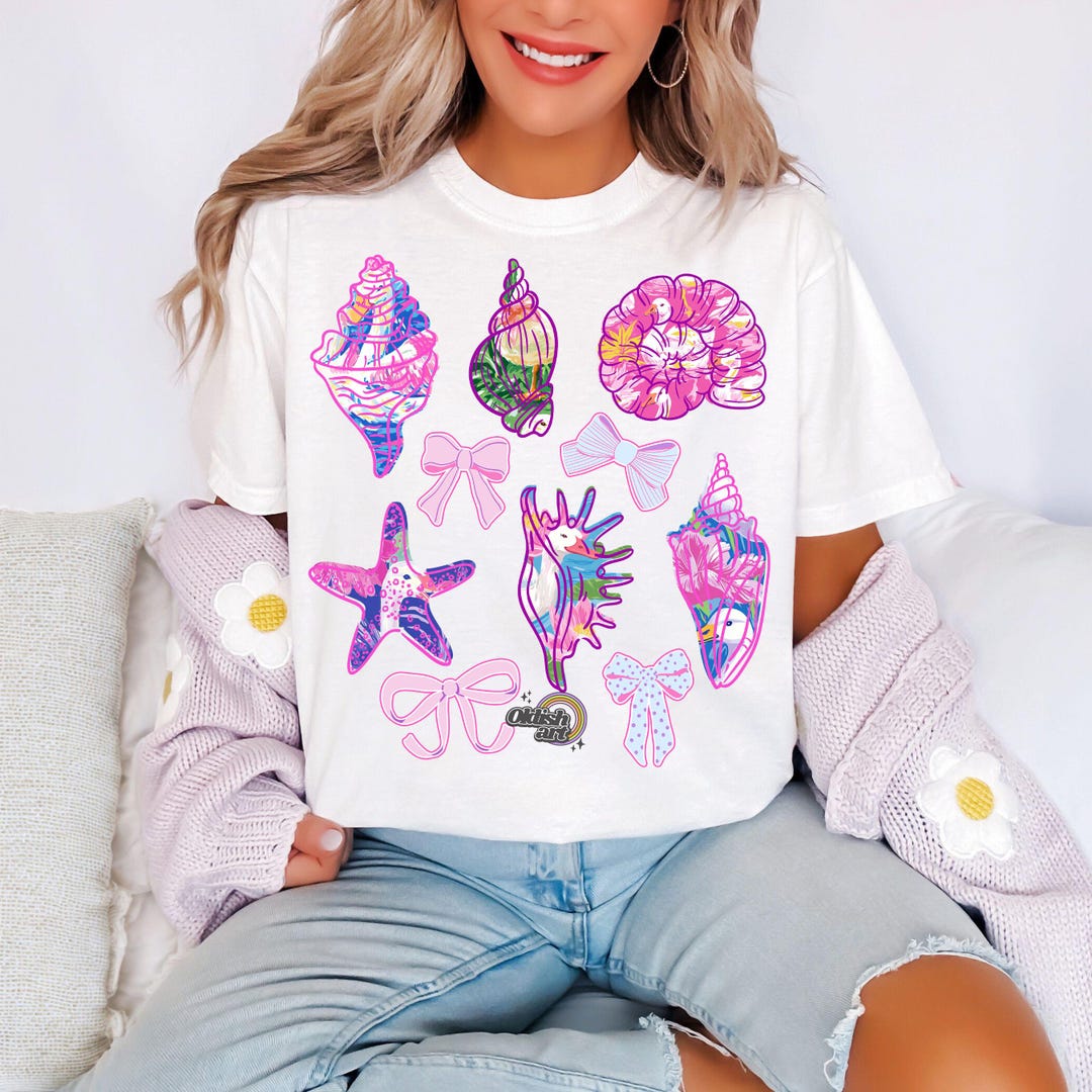 Preppy Coastal Png, Floral Goose Coquette Seashell PNG, Boho Summer Png ...