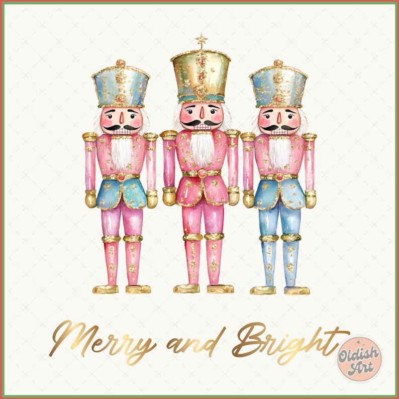 Glitter Nutcracker Friends PNG, Merry and Bright Png, Pink Christmas ...