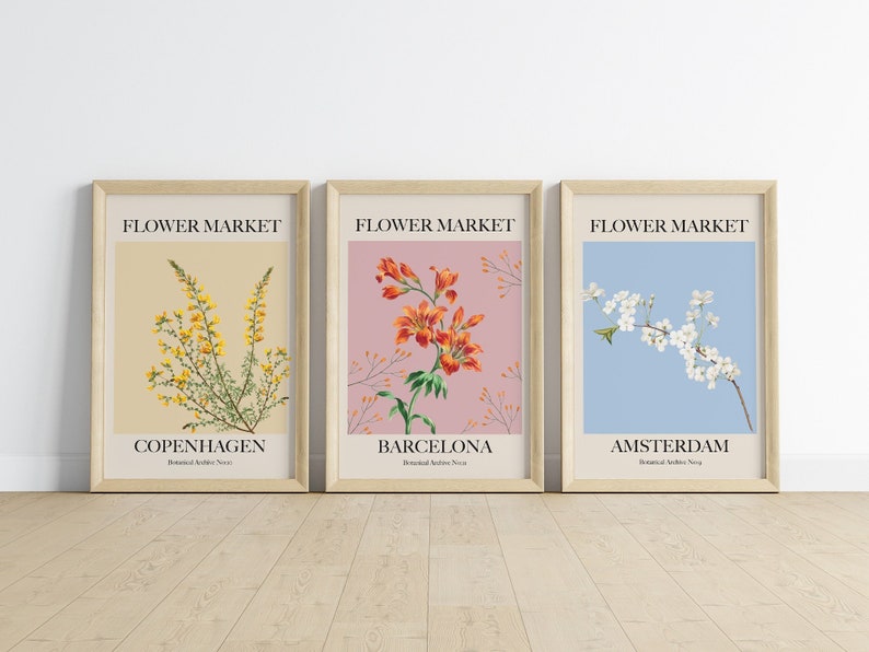 Flower Market Print Set of 3 Prints, Digital Download, Flower Market ...