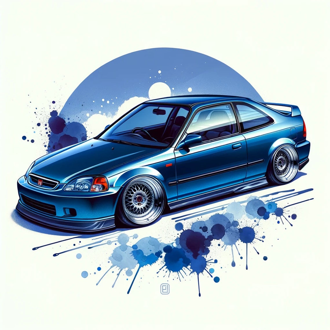 Honda Civic Coupe EK, JDM, Digital Art, Mockups, Digital Download, PNG ...