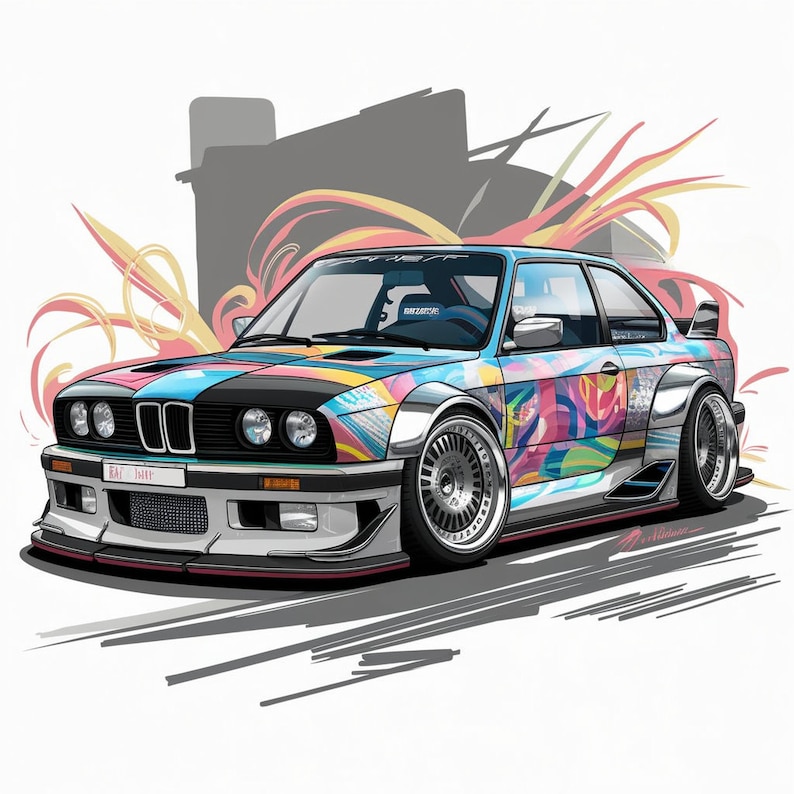BMW 3 Series M3, Anime, JDM, Digital Art, Mockups, Digital Download ...