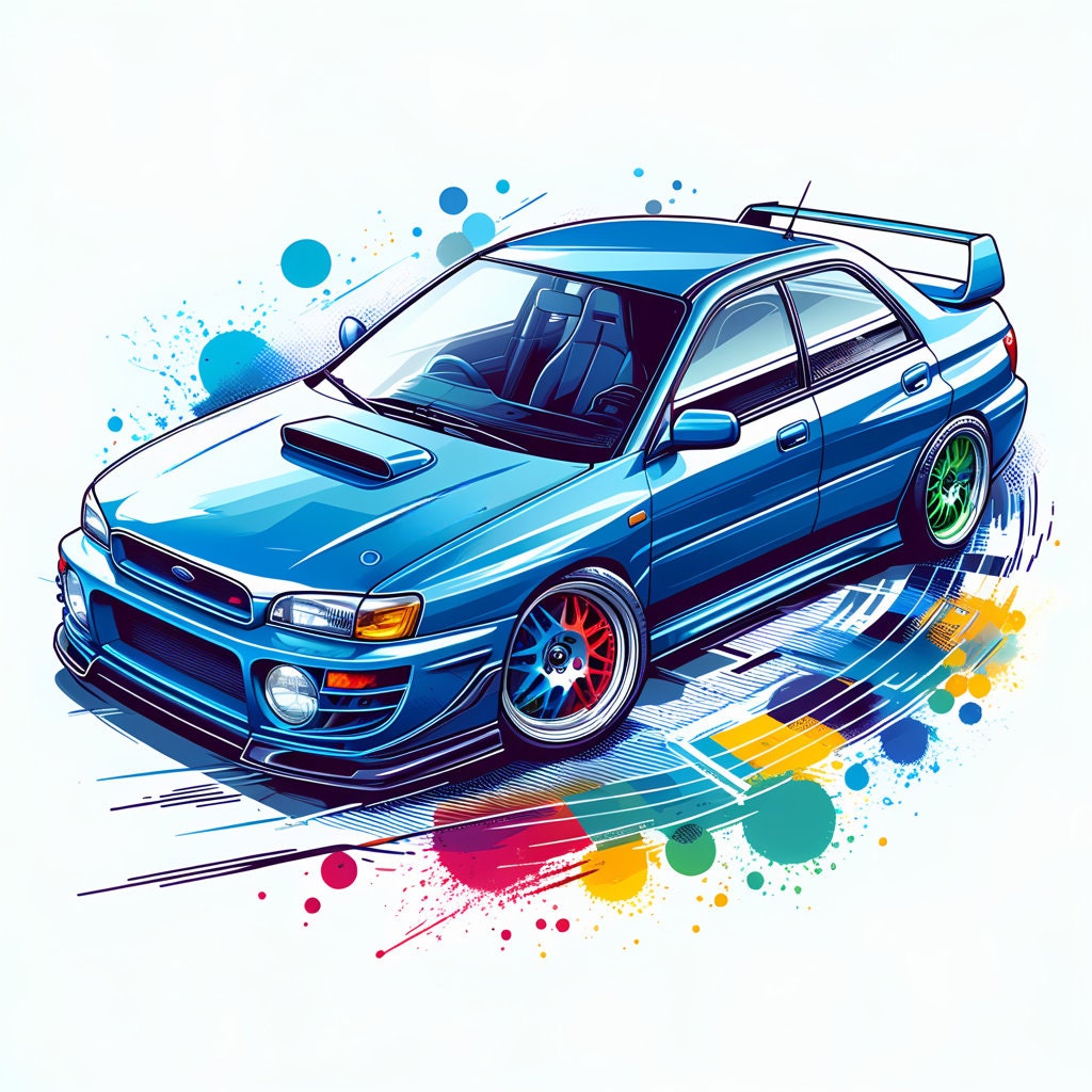 Subaru Impreza STI GC8, JDM, Digital Art, Mockups, Digital Download ...