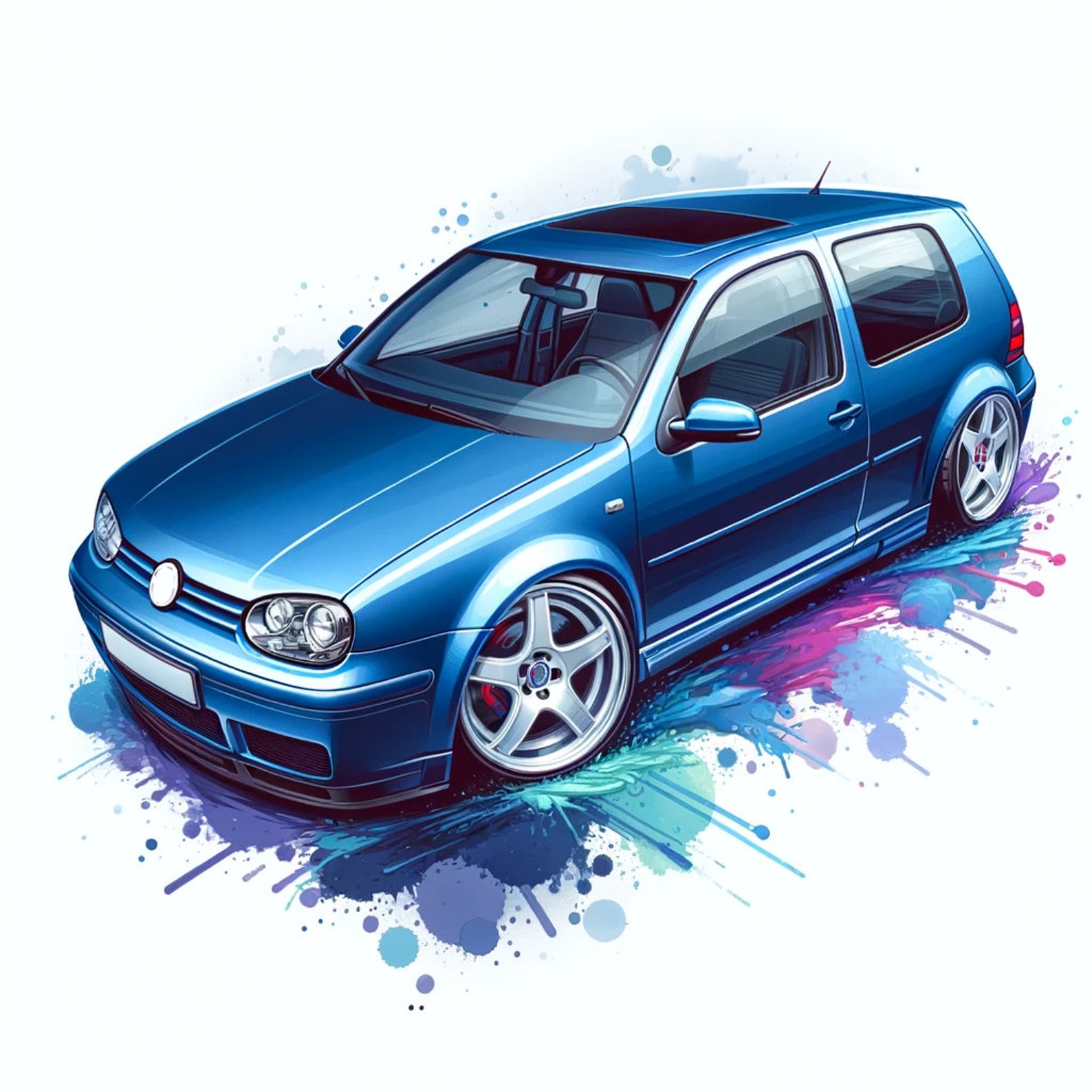 VW Golf GTI R32, Digital Art, Mockups, Digital Download, PNG, Sticker ...