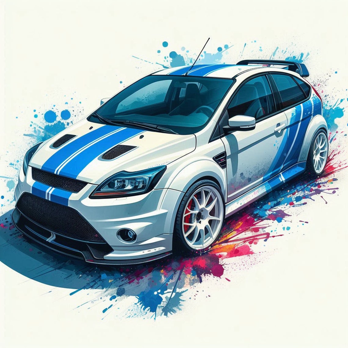 Ford Focus ST MK2, Digital Art, Mockups, Digital Download, PNG Sticker ...