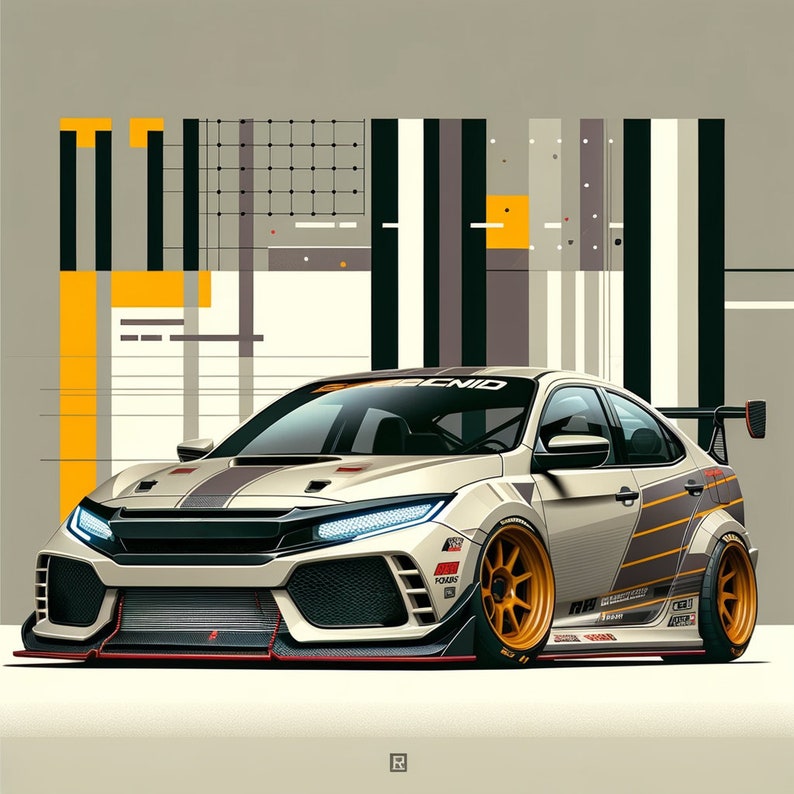 Honda Civic Type R, Modern Art, Digital Art, Mockups, Digital Download ...