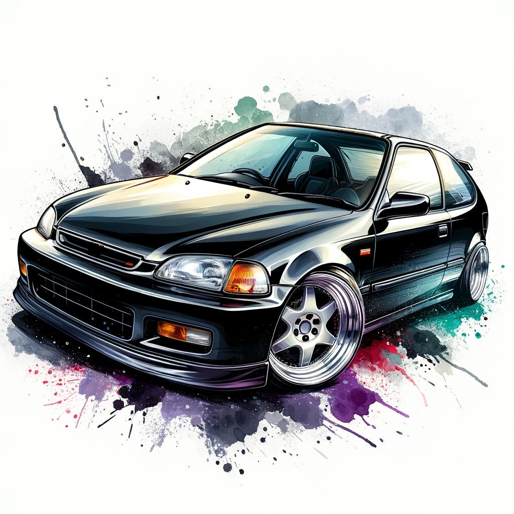 Honda Civic EK, JDM, Digital Art, Mockups, Digital Download, PNG ...