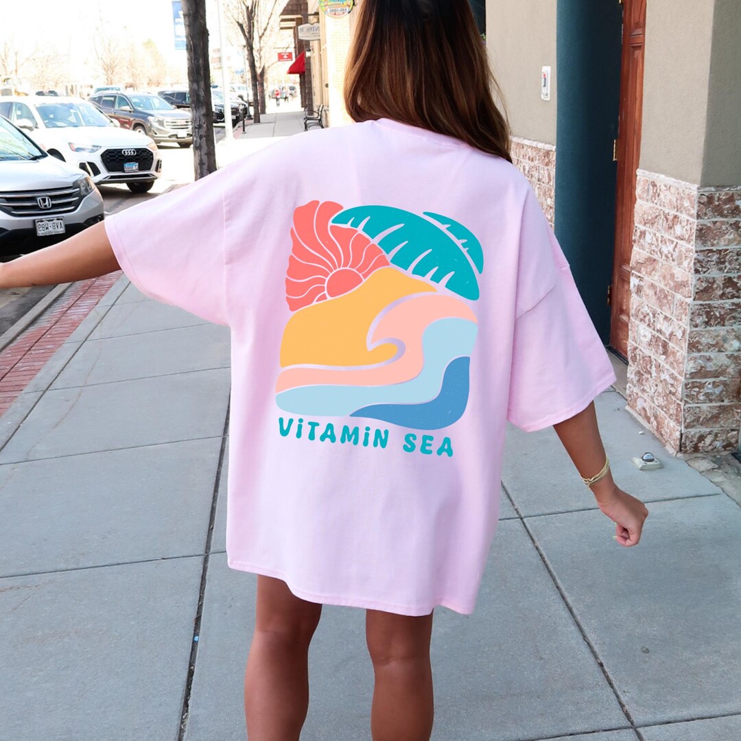 Boho Vitamin Sea Shirt for Summer Vibes | Oversized Summer T-shirt ...