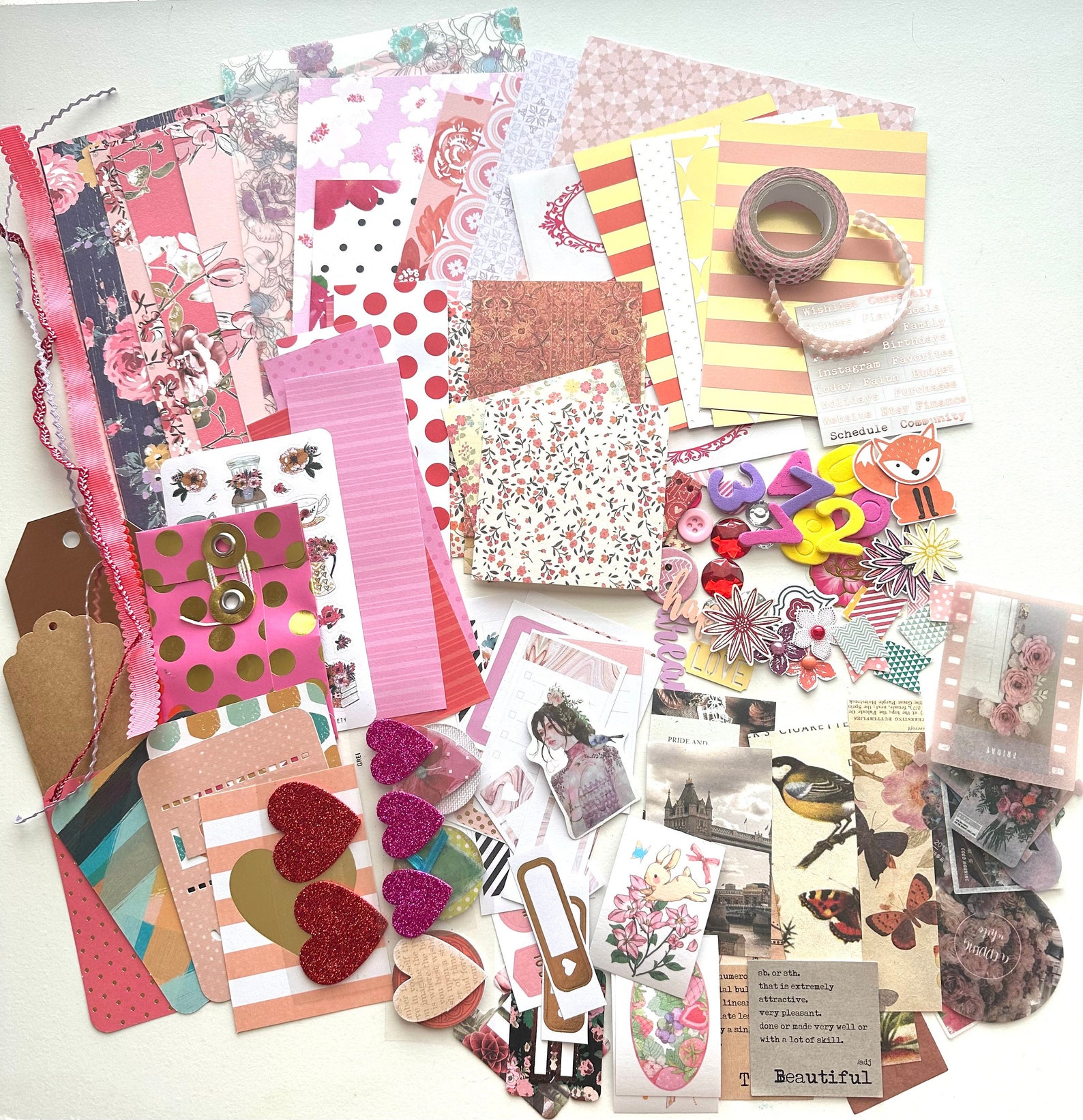 Journal Scrapbooking Grab Bag 100 Pieces Paper, Emphemera ...