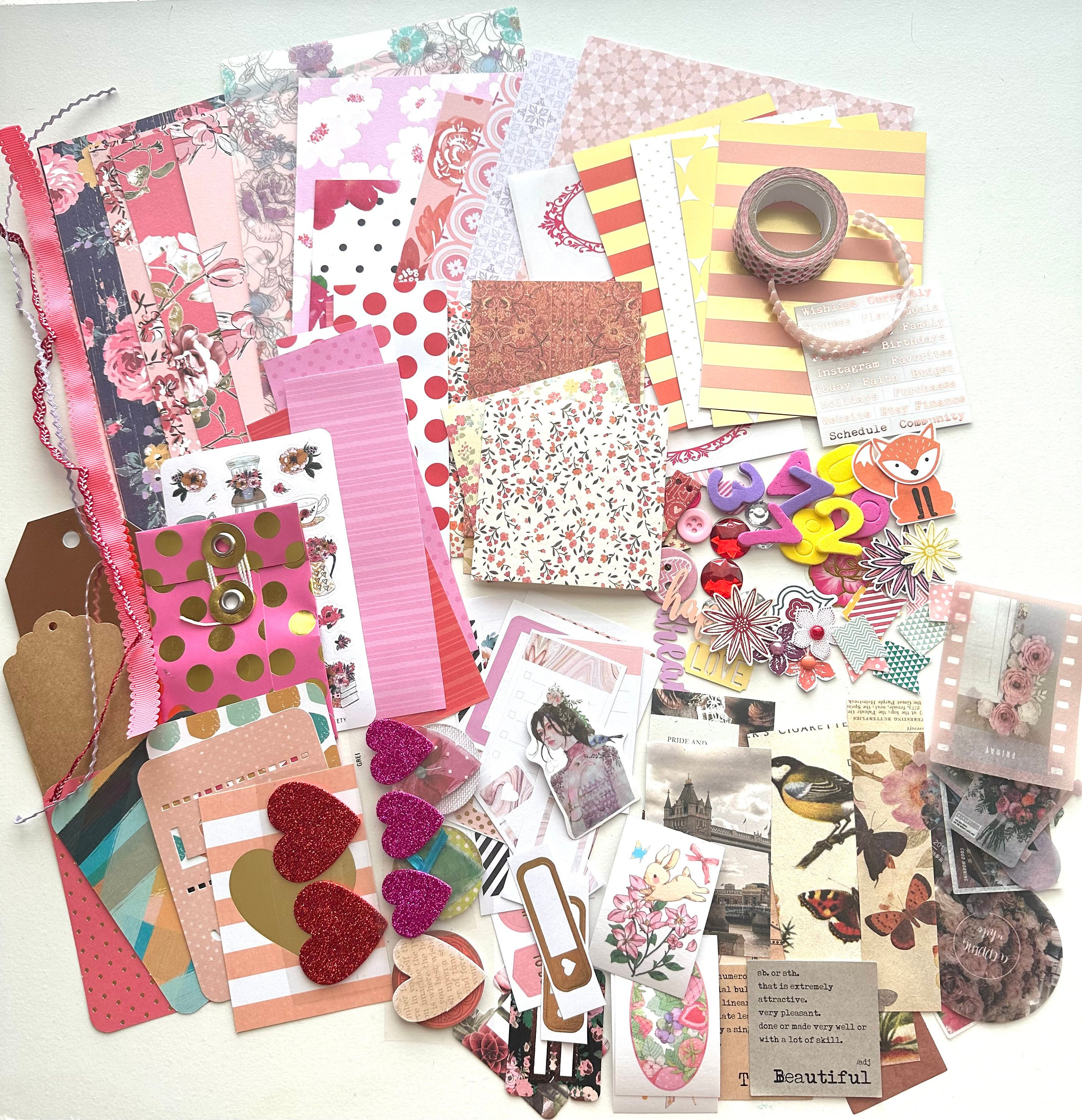 Journal Scrapbooking Grab Bag 100 Pieces Paper, Emphemera ...