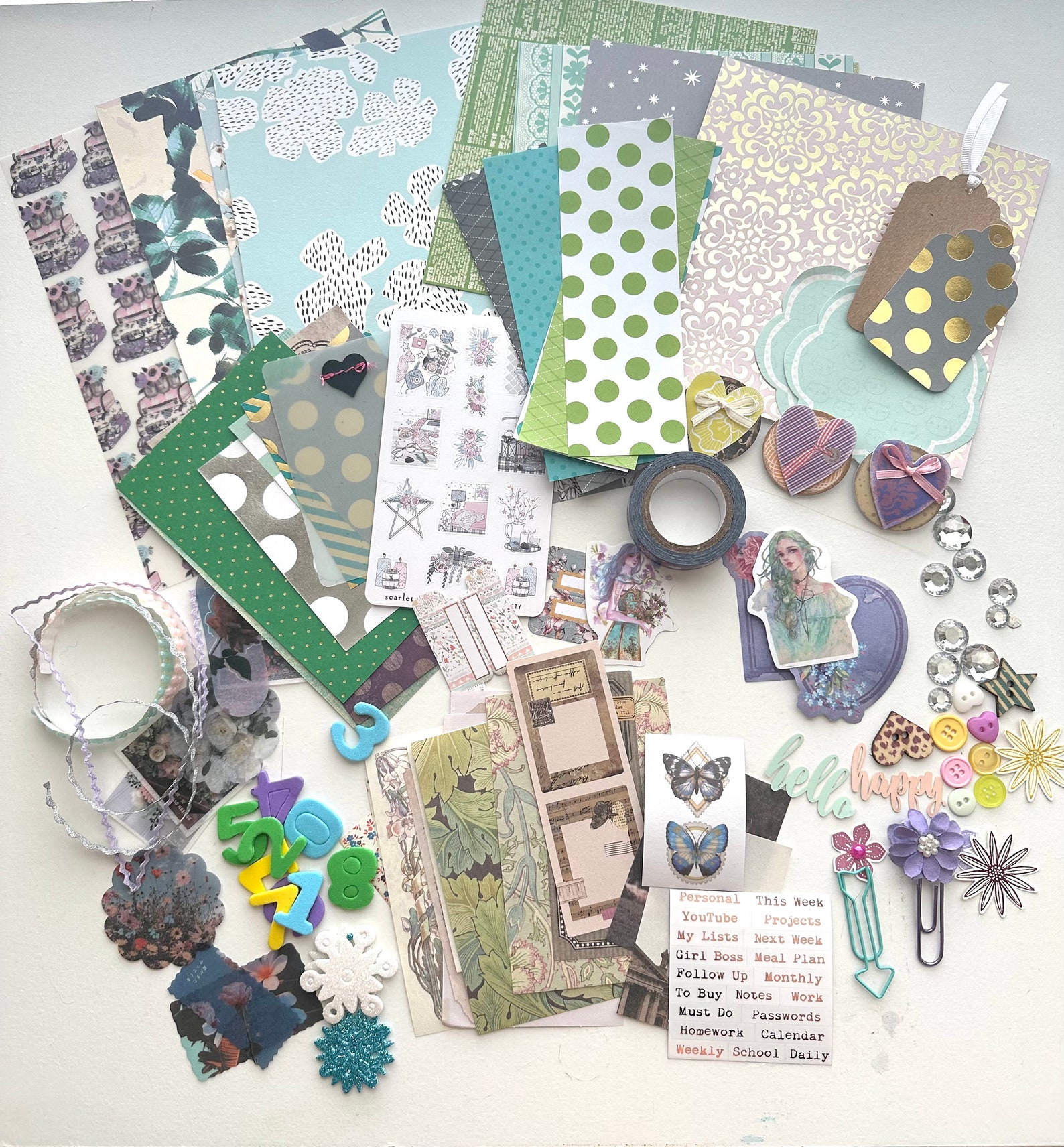 Journal Scrapbooking Grab Bag 100 Pieces Paper Emphemera - Etsy