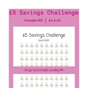 PRINTABLE PDF 5 Pounds Savings Challenge - Digital Download - Etsy