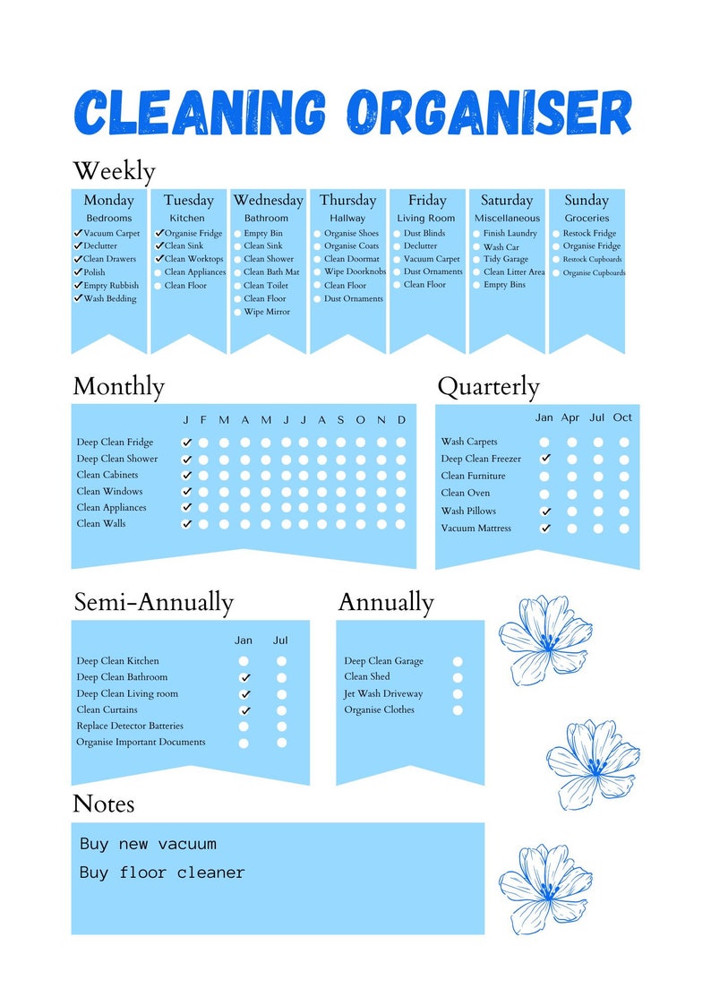 PRINTABLE PDF Cleaning Organiser Digital Download - Etsy