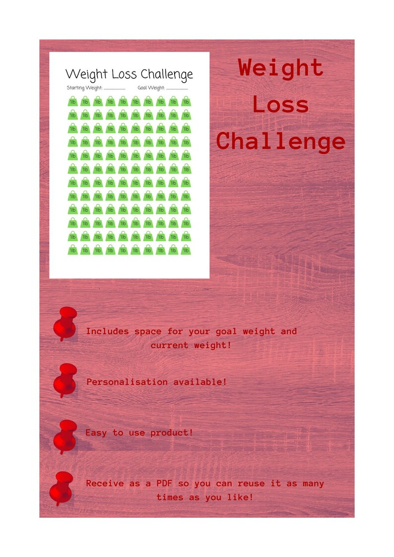 PRINTABLE PDF Weight Loss Challenge - Digital Download - Etsy