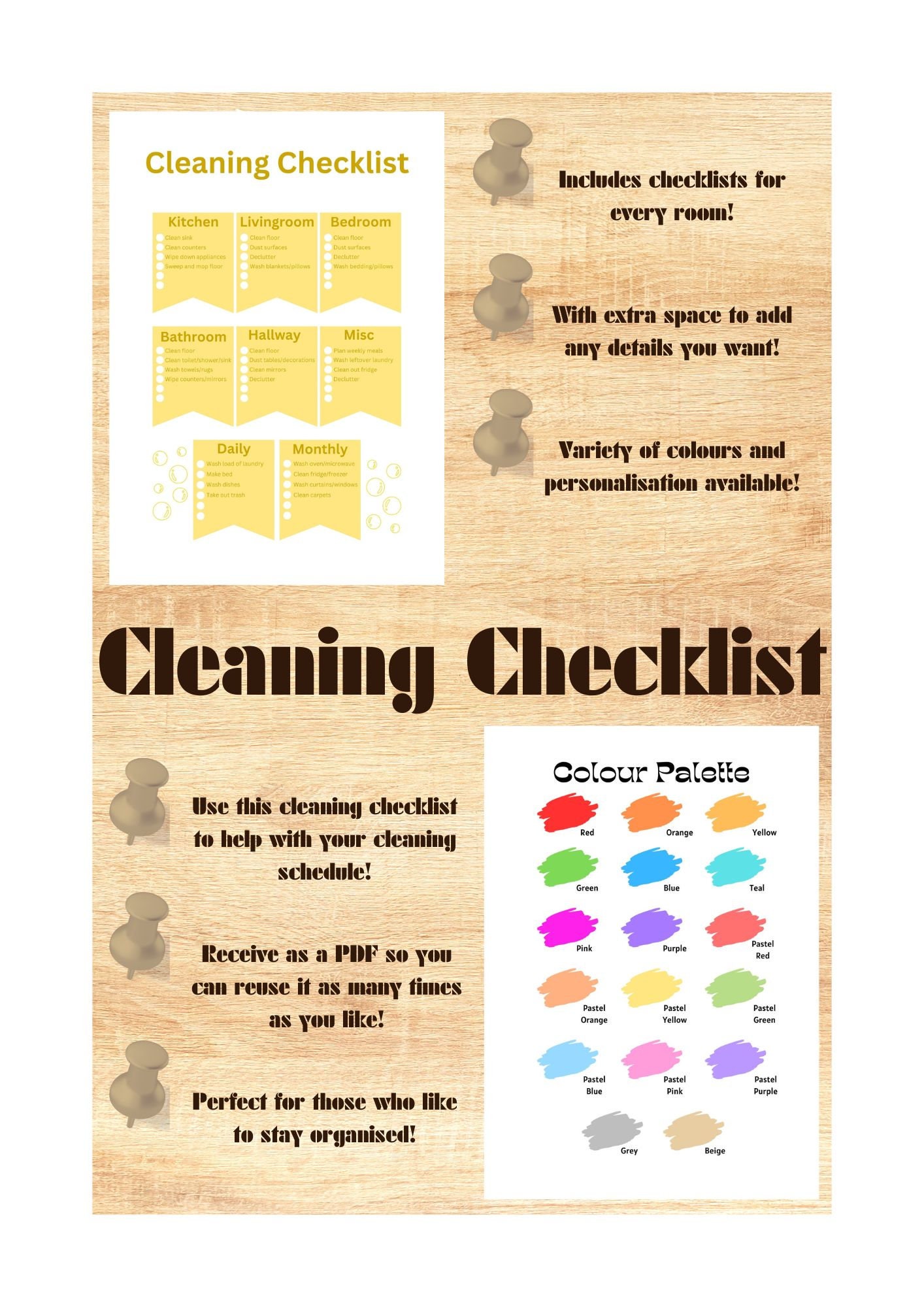 PRINTABLE PDF Cleaning Checklist - Digital Download - Etsy