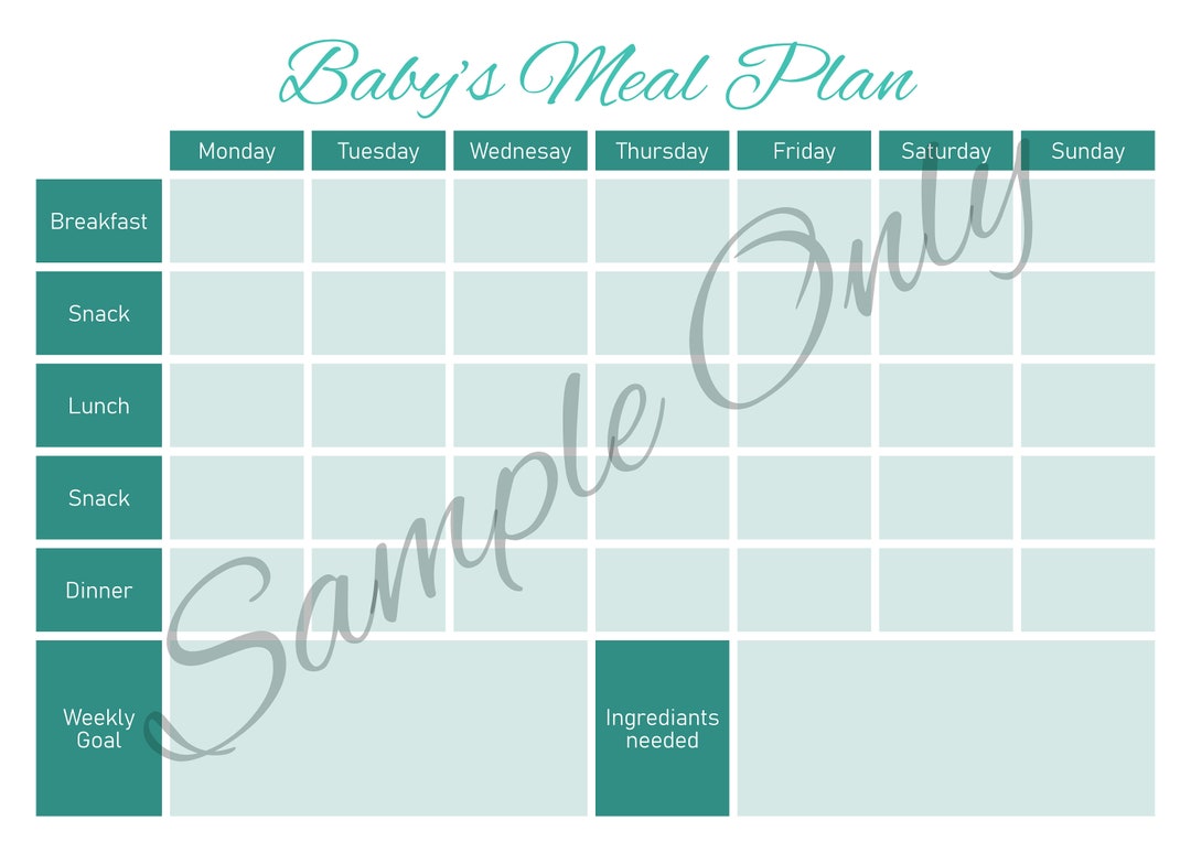 Baby Meal Planner, Weekly Meal Plan, Baby-led Weaning Meal Plan, BLW ...