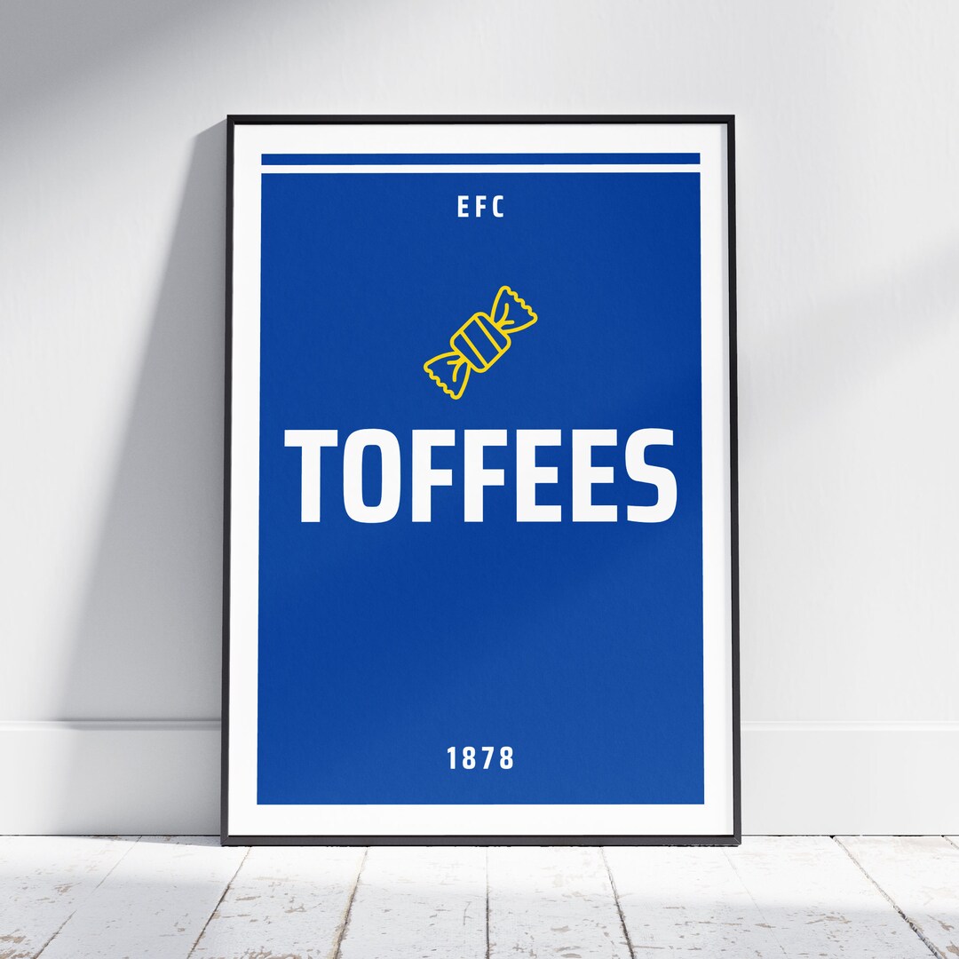 Minimal Football Club Print the Toffees Blue Gift Present Birthday Wall ...
