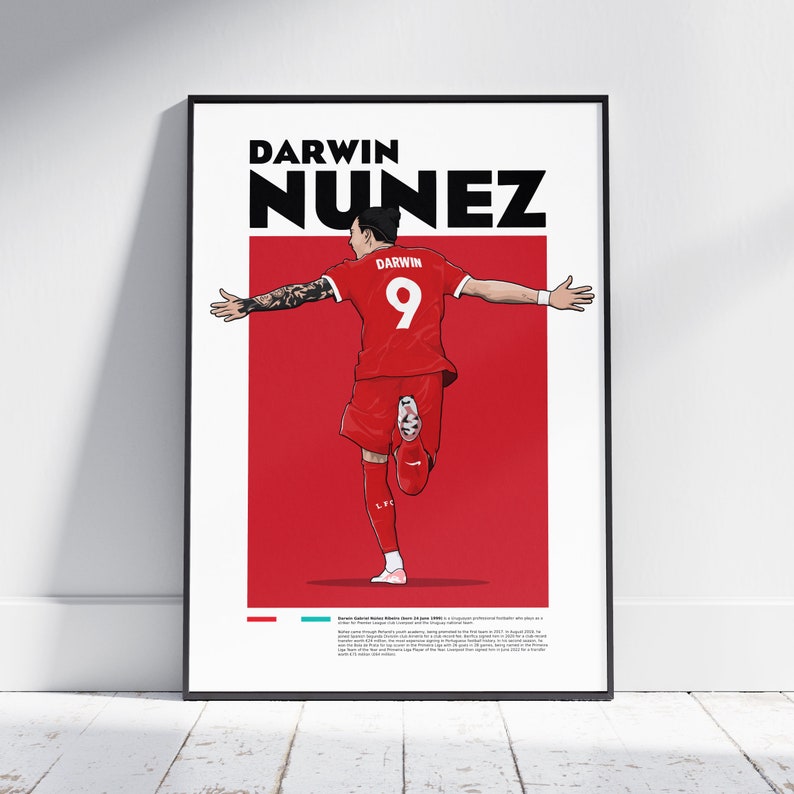 Darwin Nunez Liverpool Football Player Print Gift Present Birthday Wall ...