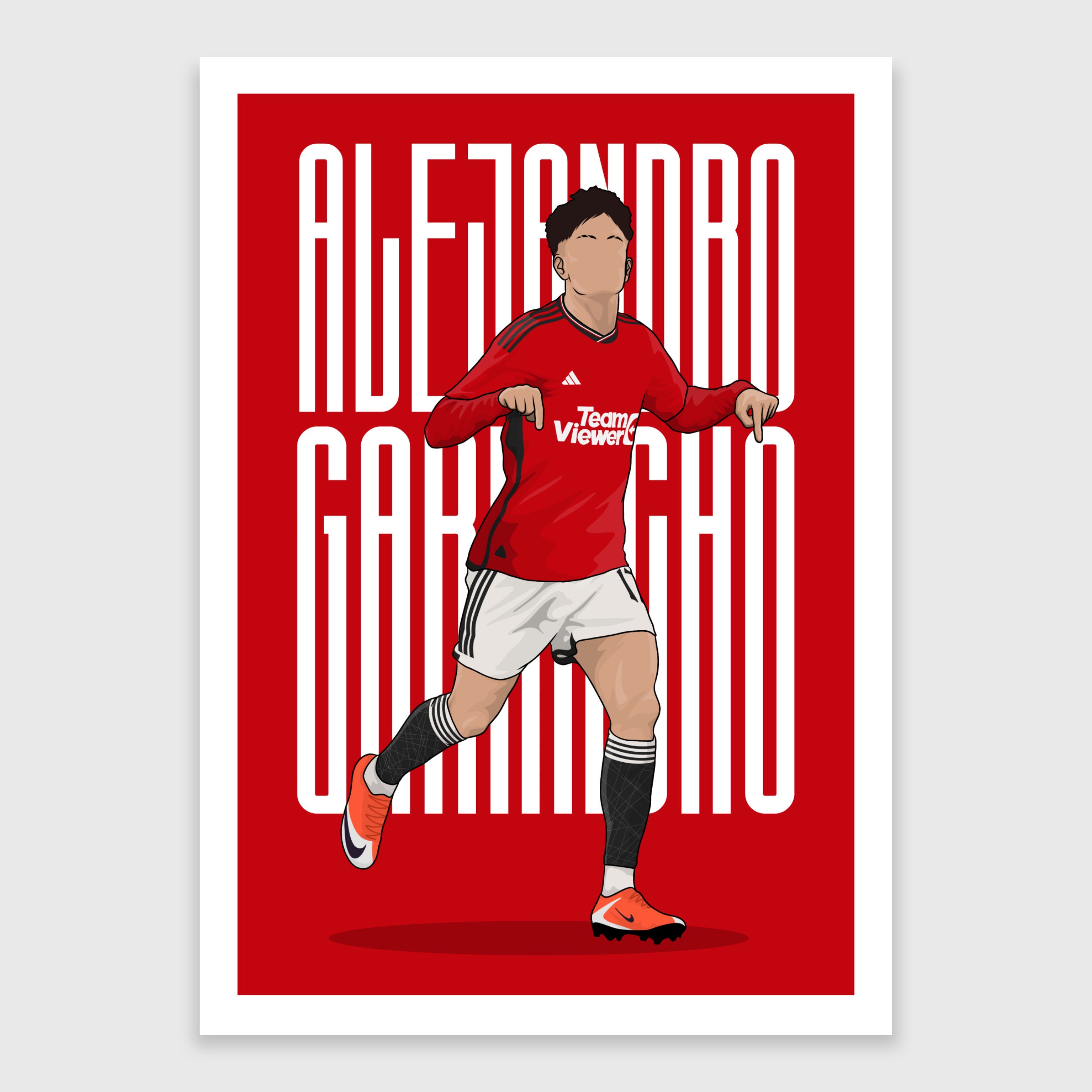 Garnacho Man United Football Player Print Gift Present Birthday Wall ...