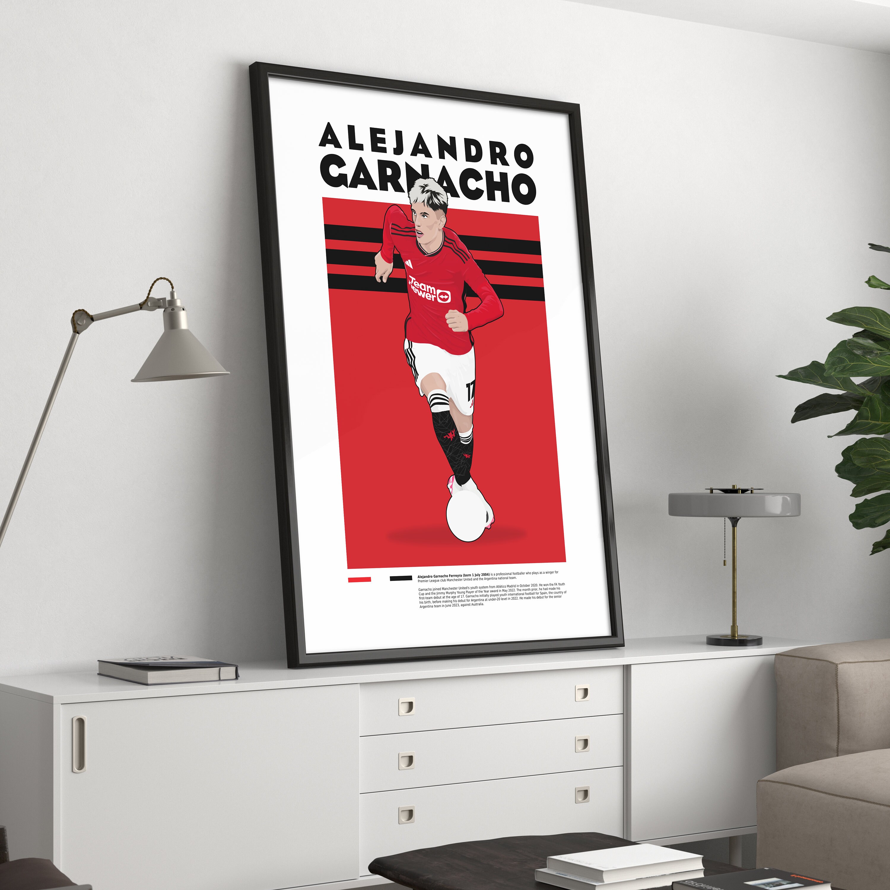 Garnacho Man United Football Player Print Gift Present Birthday Wall ...