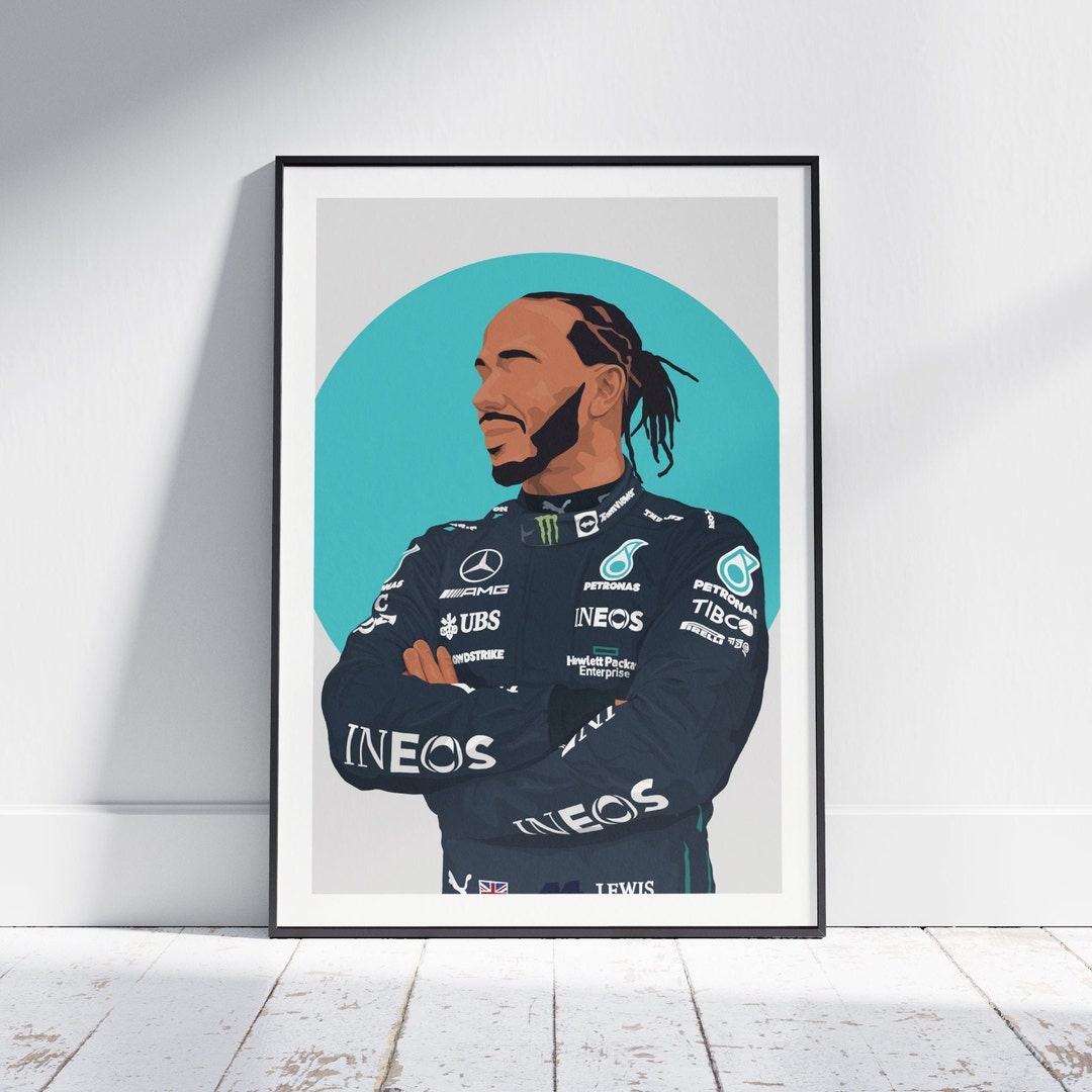 Portrait de Lewis Hamilton F1 Mercedes de course de Formule 1 Cadeau ...