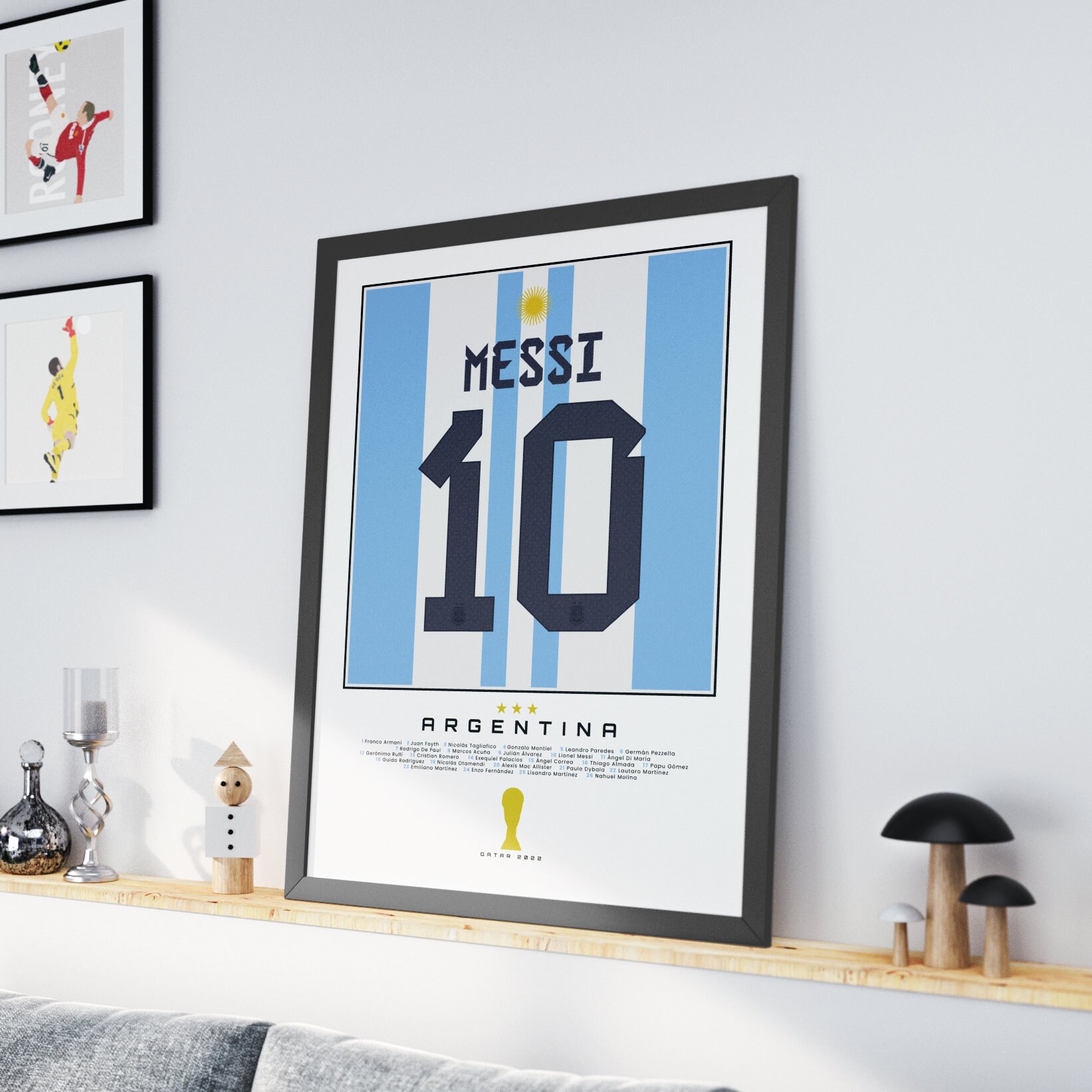 Lionel Messi World Cup 2022 Qatar Football Shirt Print Argentina Squad ...