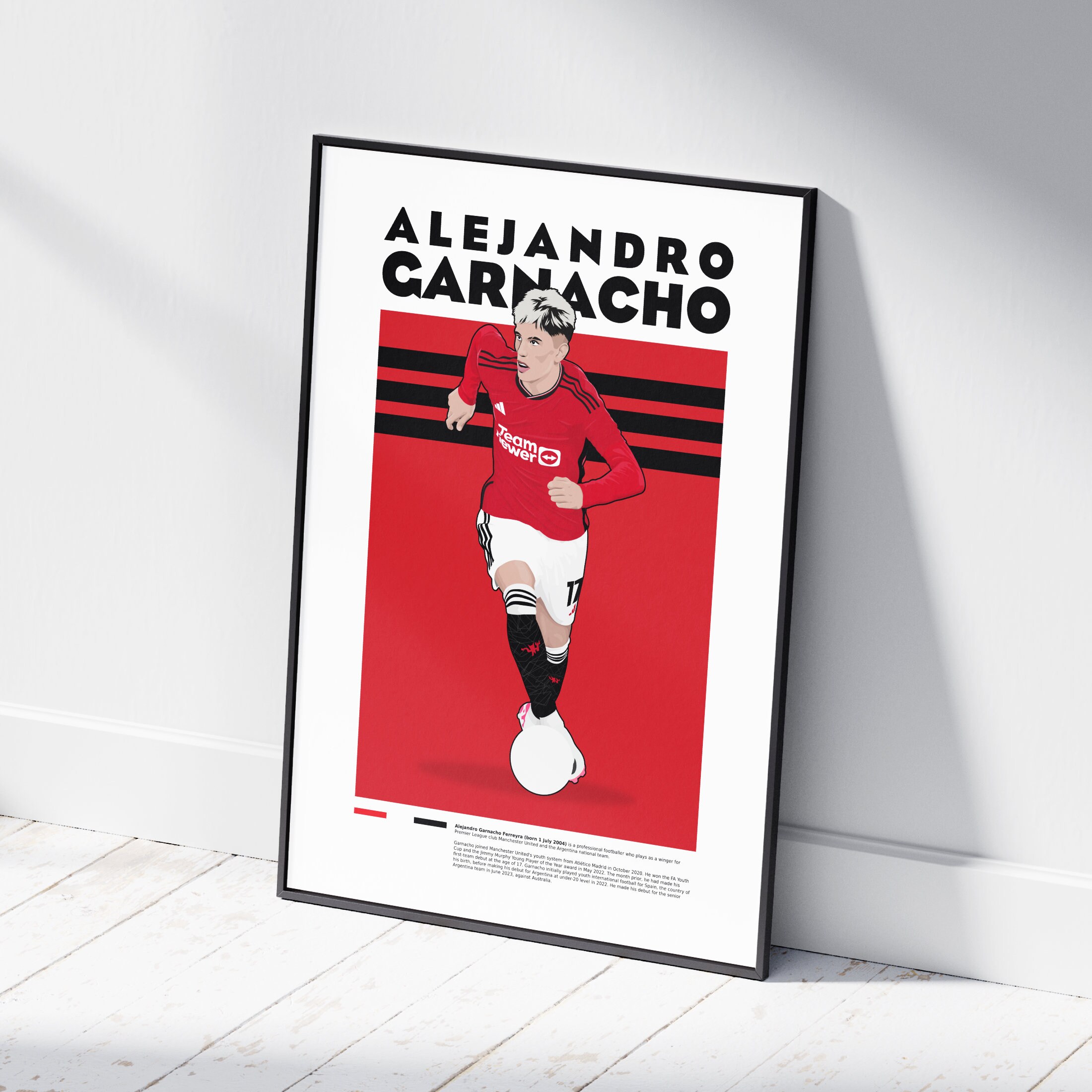 Garnacho Man United Football Player Print Gift Present Birthday Wall ...