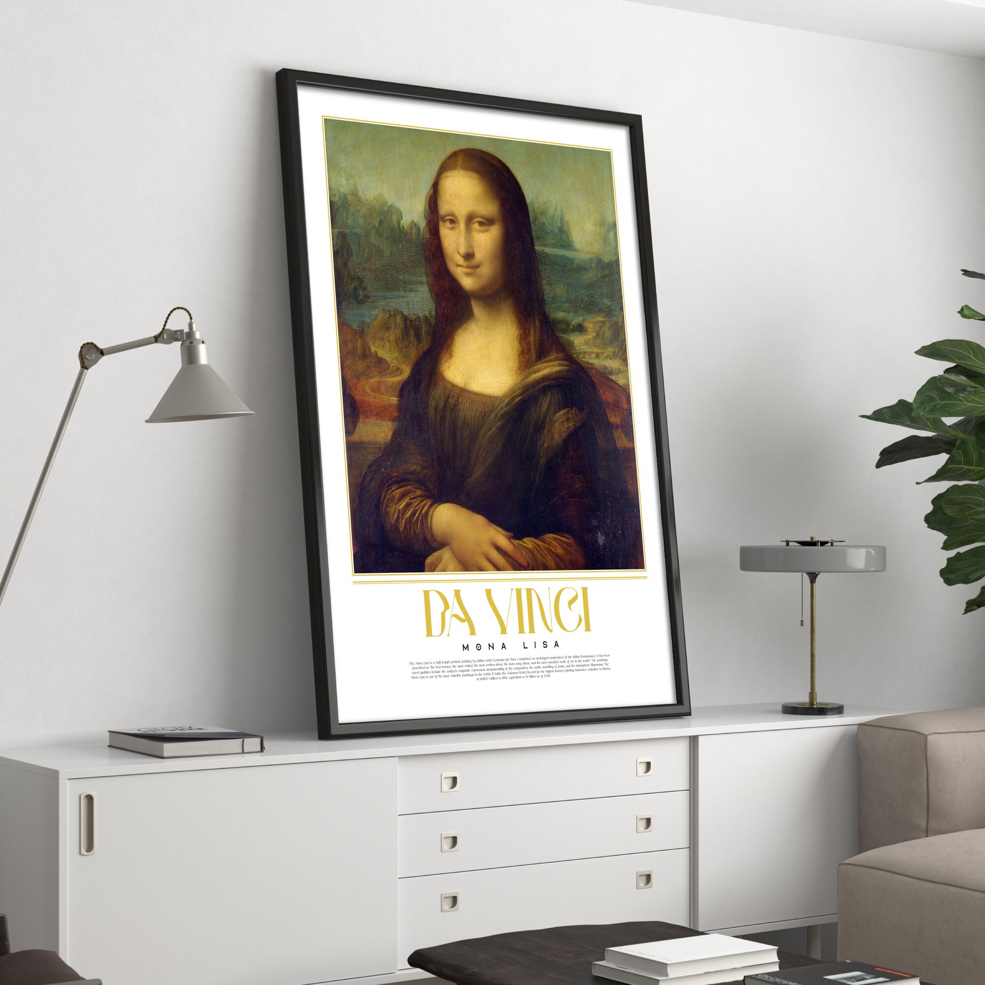 Leonardo Da Vinci Mona Lisa Art Print Interior Design Living Room Home ...