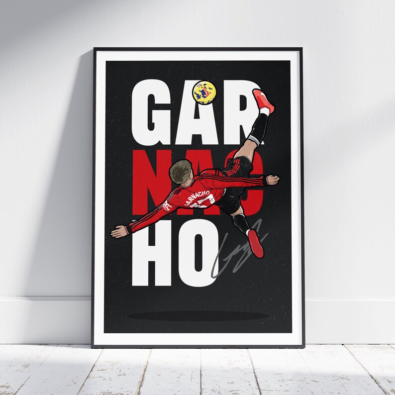 Garnacho Bicycle Kick Goal Football Player Print Gift Present Birthday ...