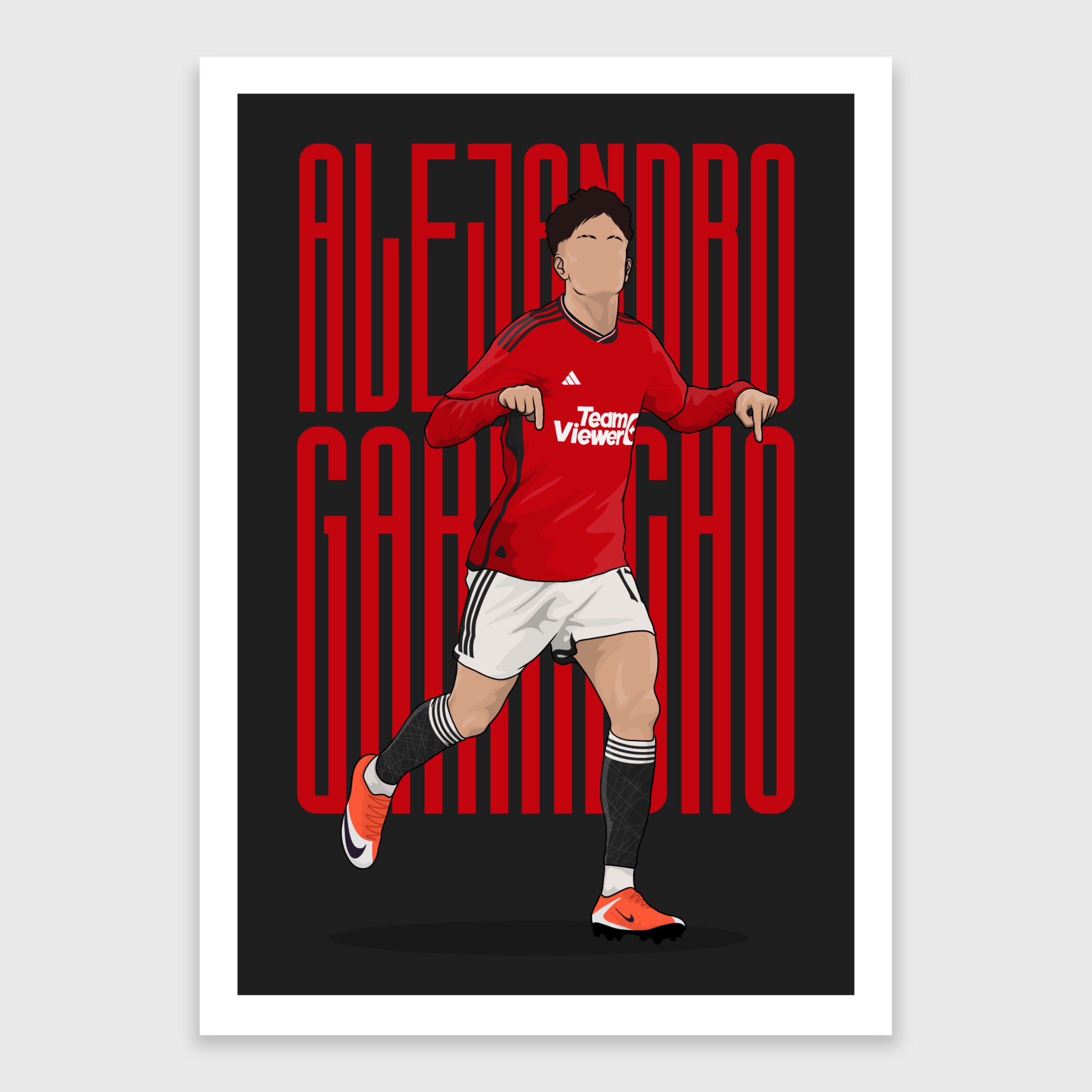 Garnacho Man United Football Player Print Gift Present Birthday Wall ...