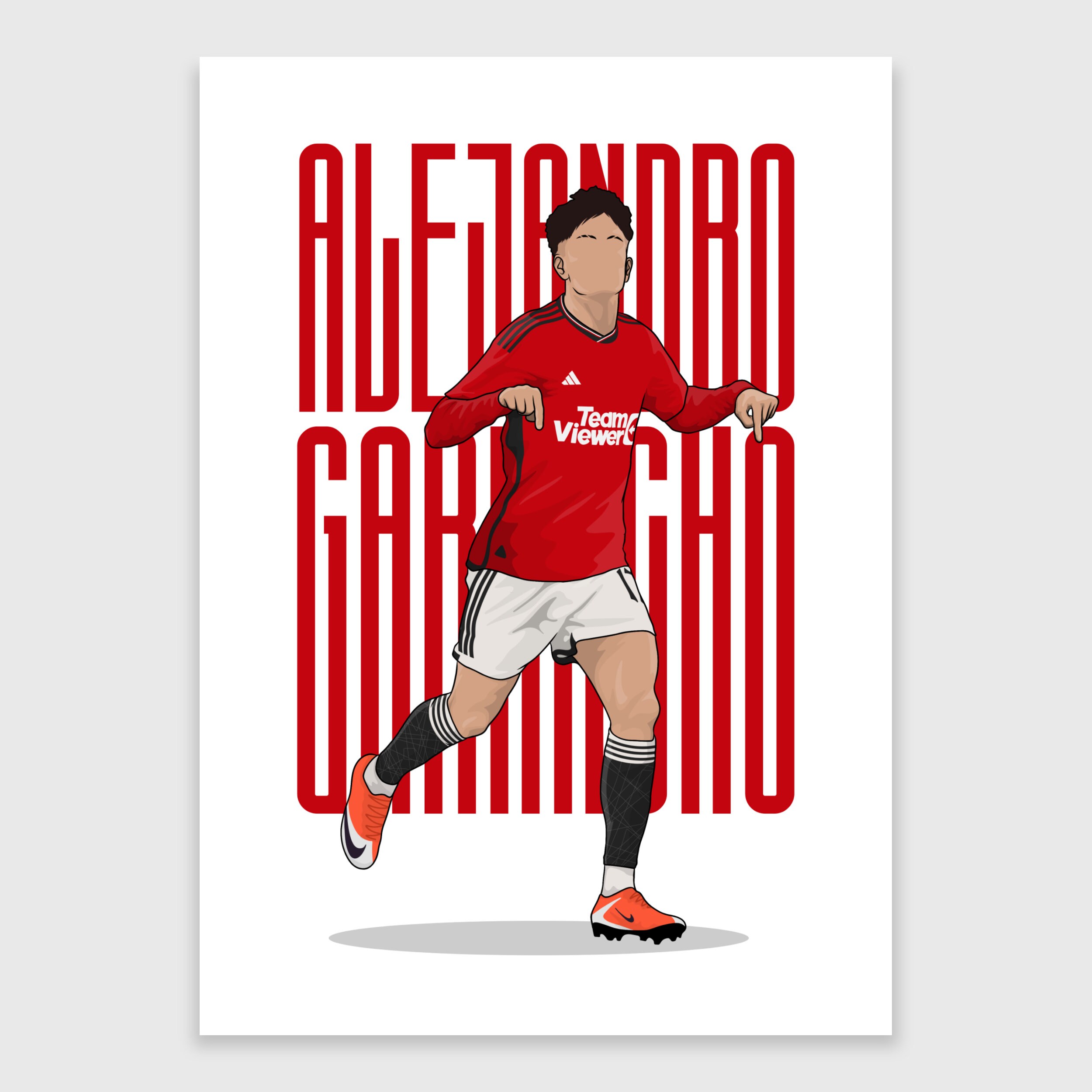 Garnacho Man United Football Player Print Gift Present Birthday Wall ...