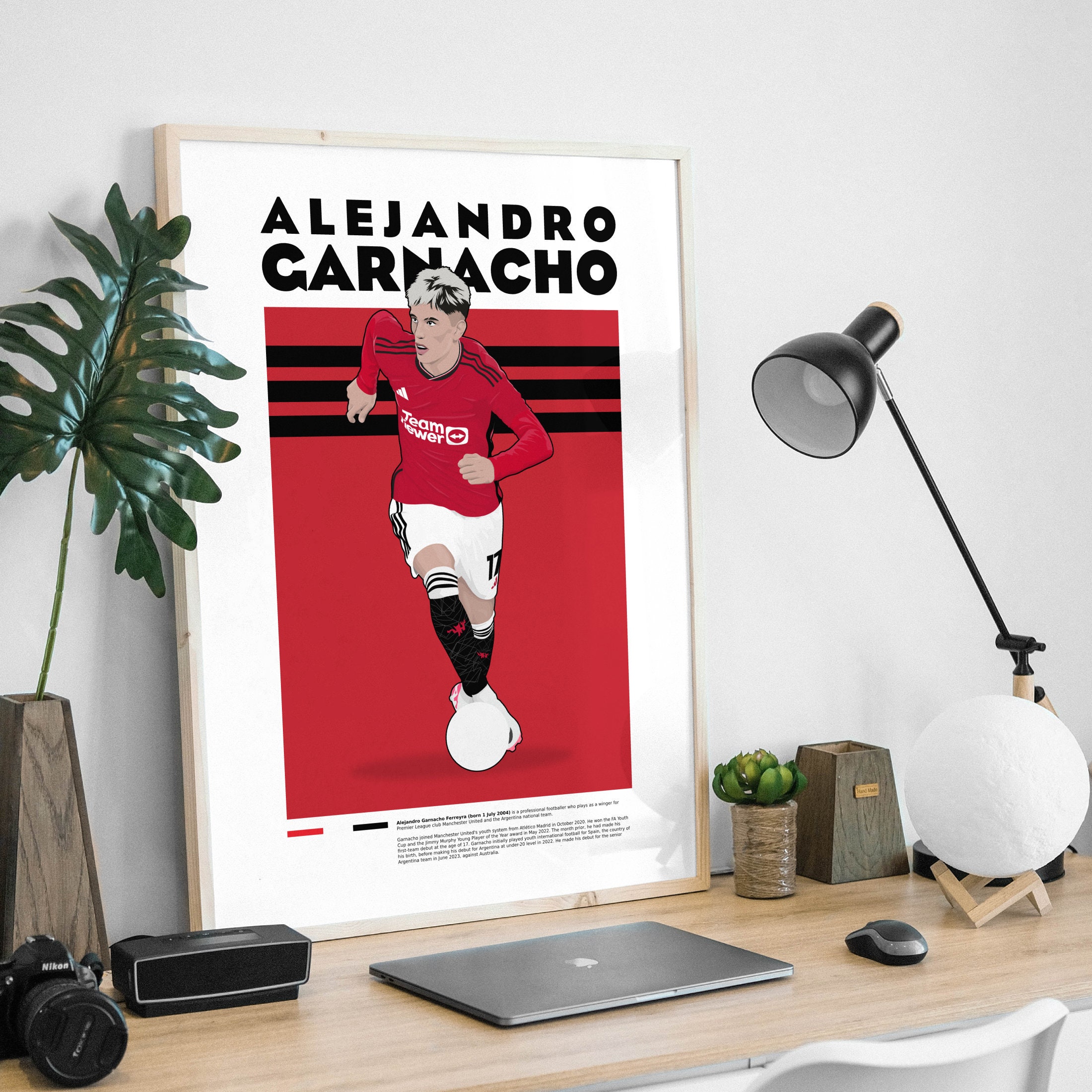 Garnacho Man United Football Player Print Gift Present Birthday Wall ...