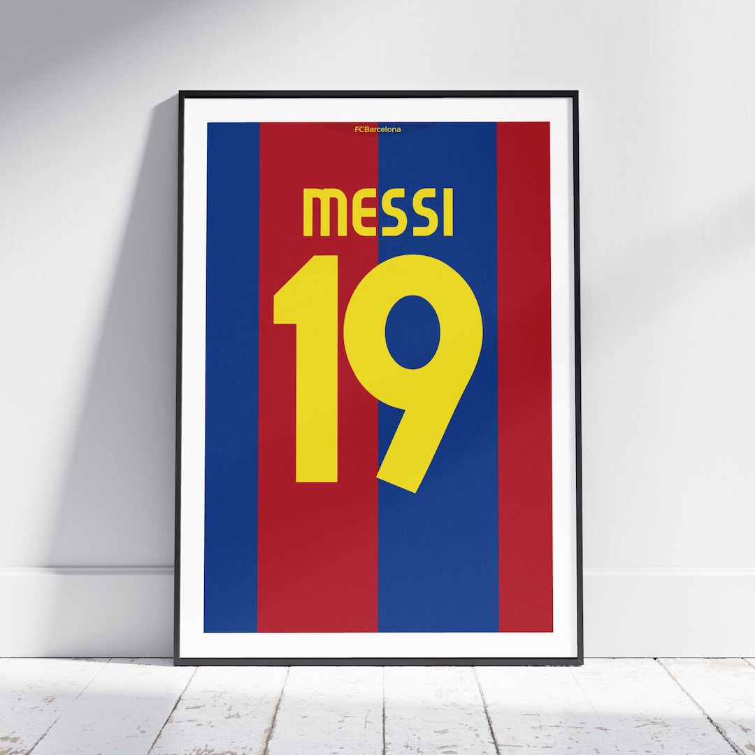 Lionel Messi Football Shirt Style Print Barcelona Gift Present Birthday ...