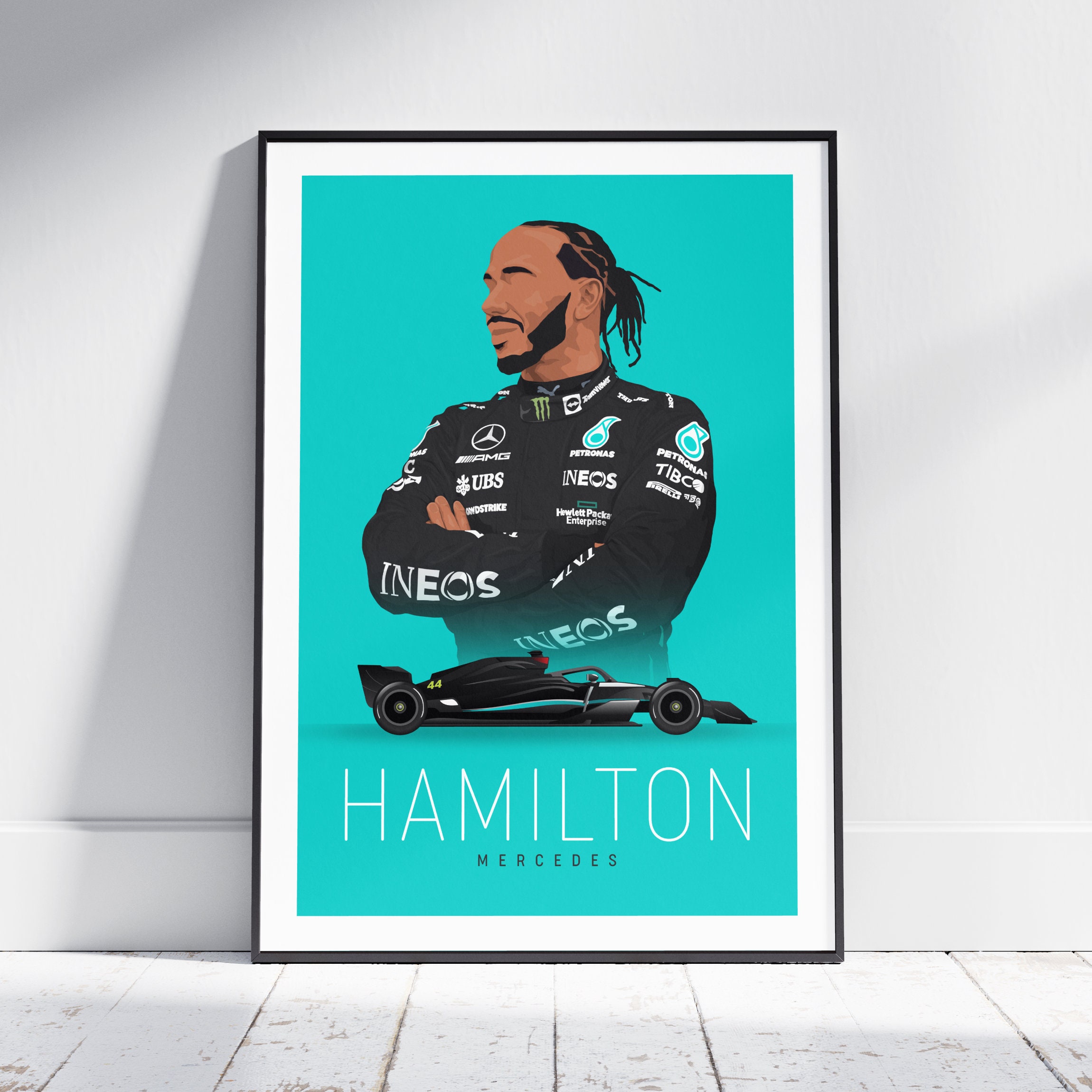 Lewis Hamilton Portrait F1 Formula 1 Racing Mercedes Gift Present ...