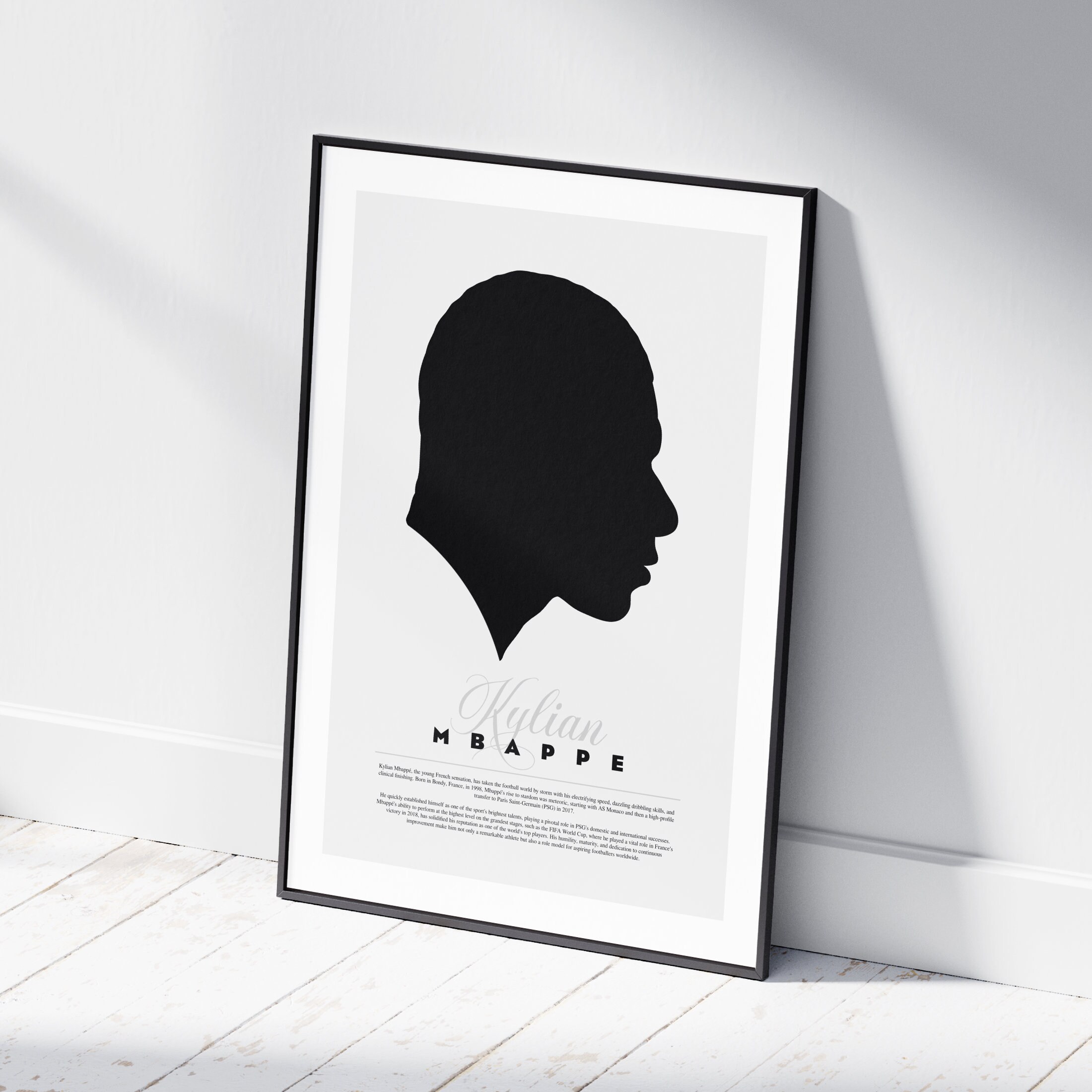 Mbappe Football Player Print Silhouette Portrait Gift Present Birthday ...