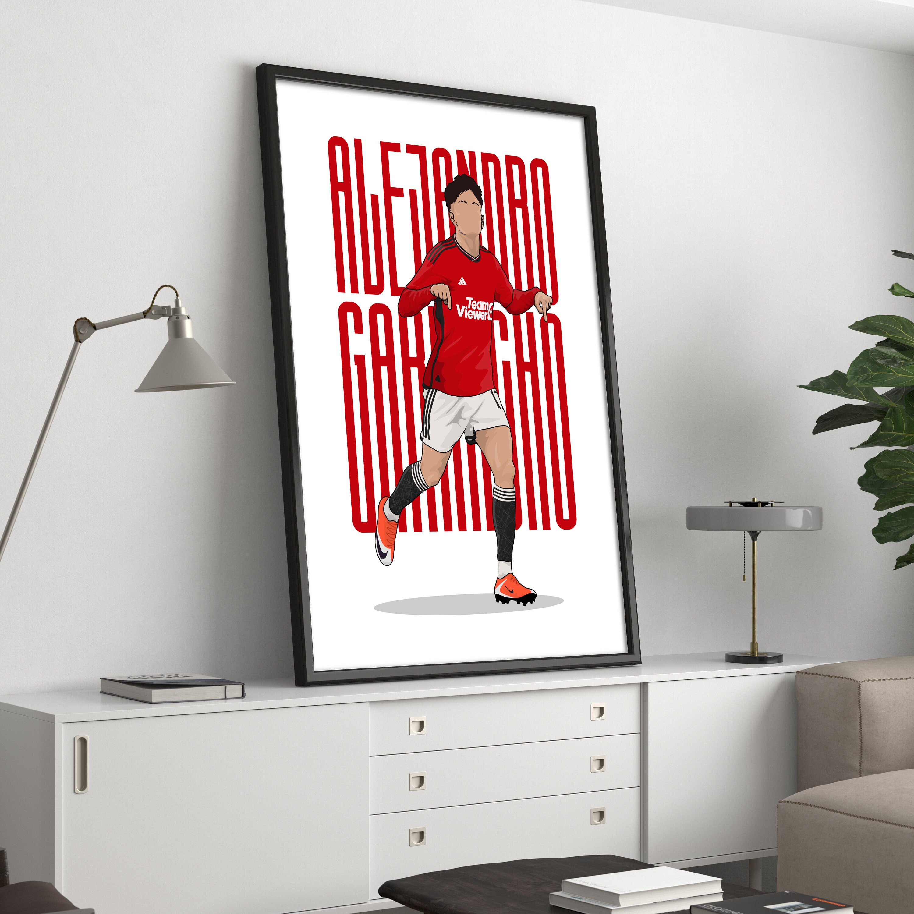 Garnacho Man United Football Player Print Gift Present Birthday Wall ...