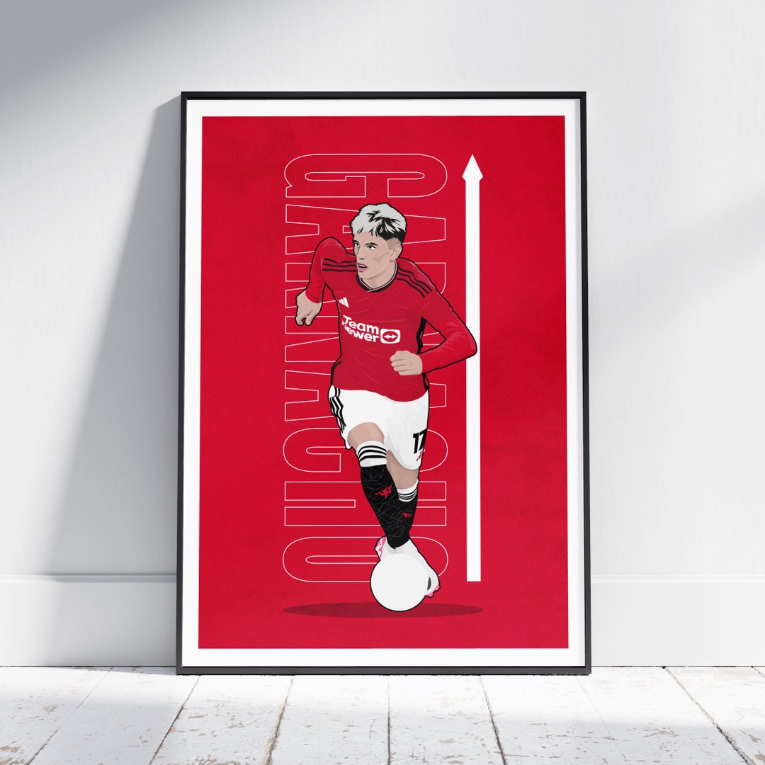 Garnacho Football Player Print Manchester Red Gift Present Birthday ...