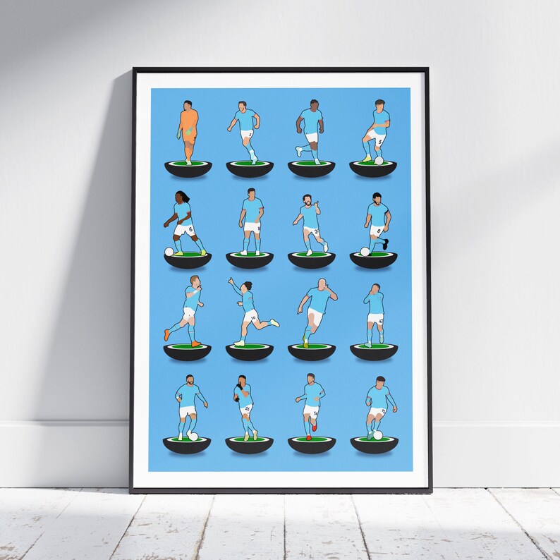 Manchester City Treble Winners Squad Subbuteo Print 2023 Season Players ...