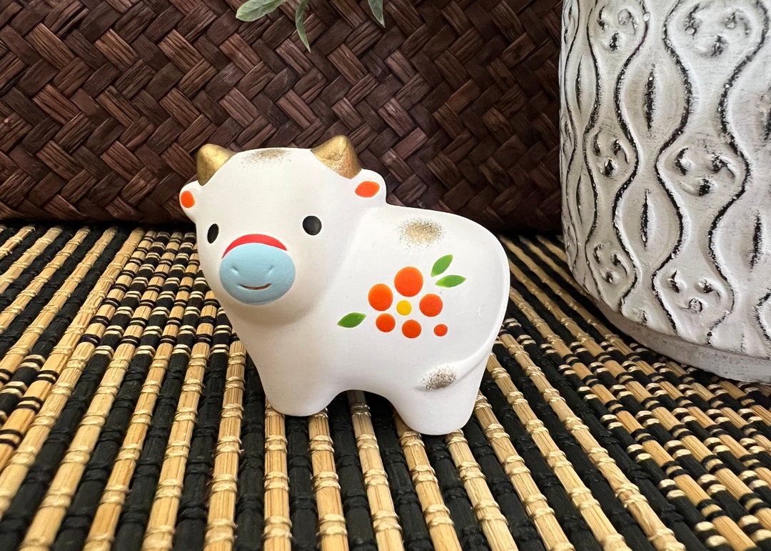 Cute Kawaii Hand Painted Clay Ox Made in Japan - Etsy