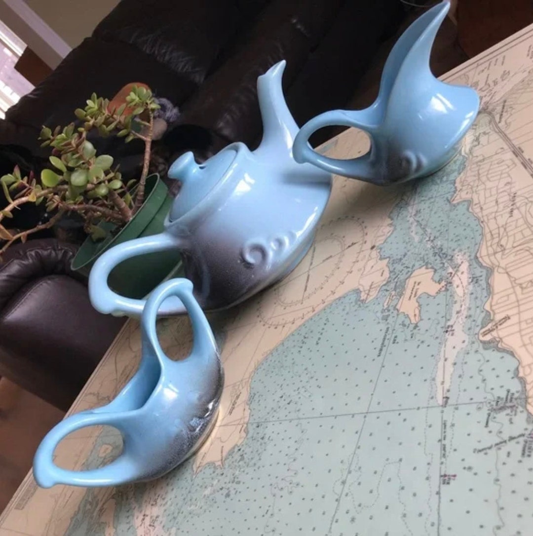 Vintage Beauce Blue Wave Teapot Set - Etsy