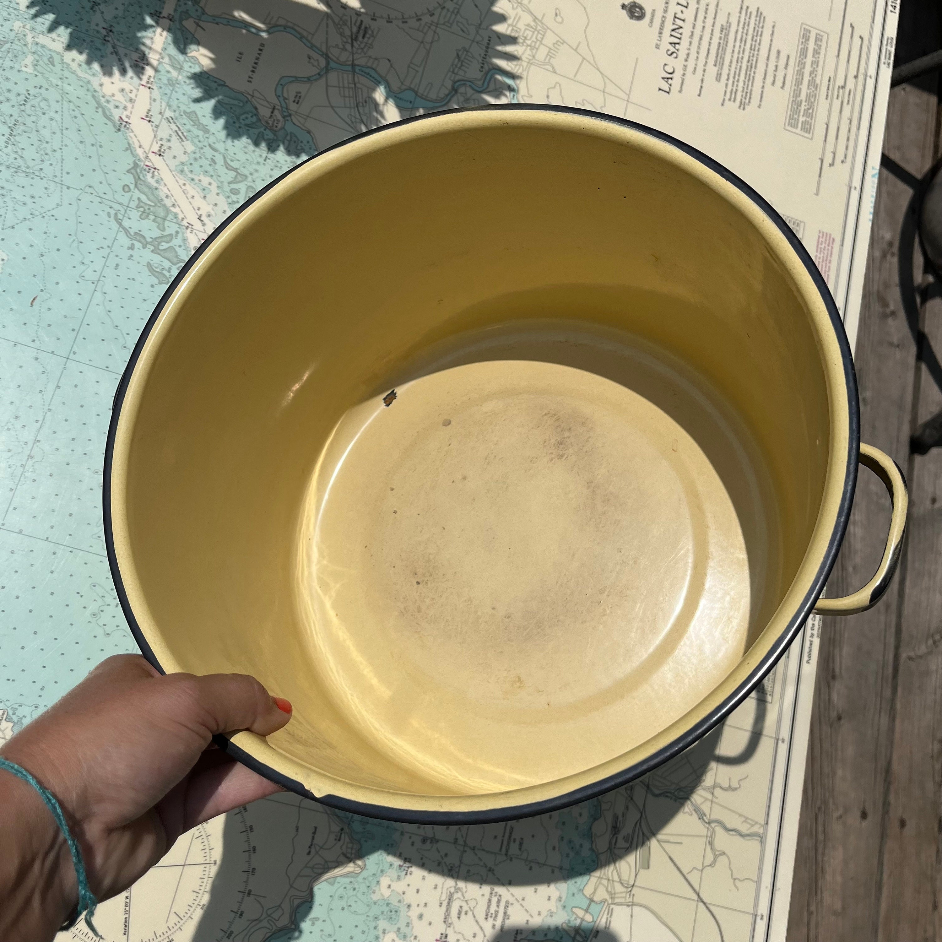 Vintage Yellow Enamelware Stock Pot With Lid - Etsy