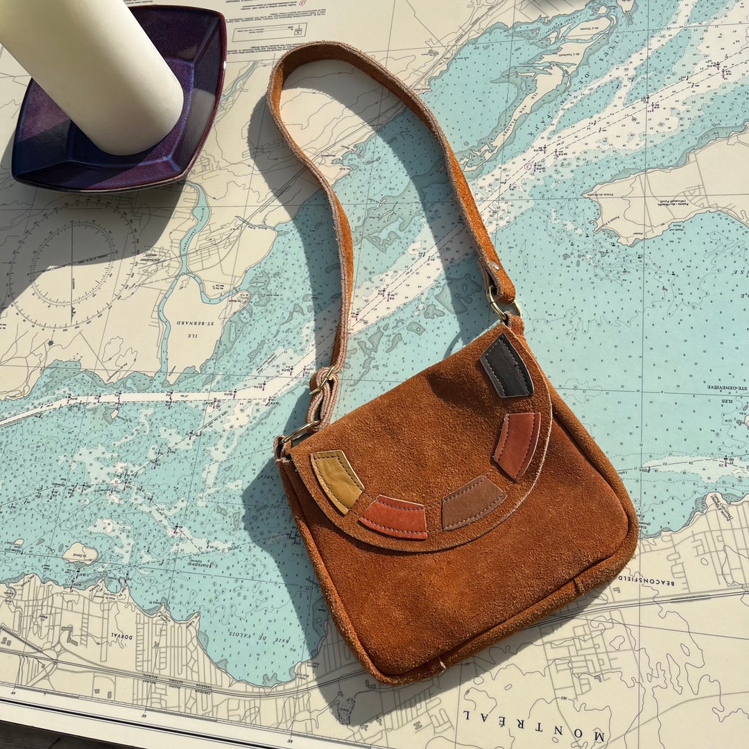 Vintage Suede and Leather Mini Sling Purse - Etsy
