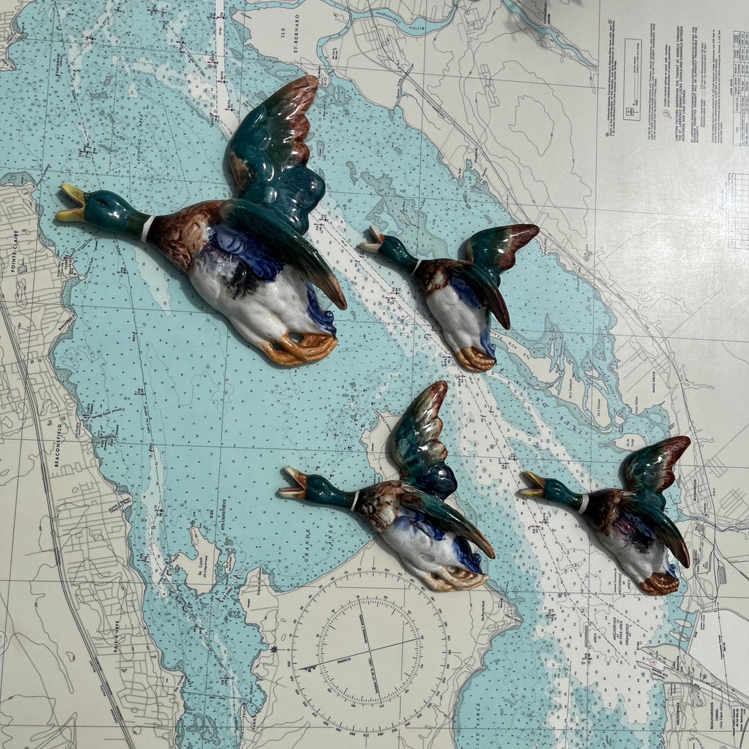 Vintage Ceramic Flying Mallard Duck Wall Pockets 4 - Etsy